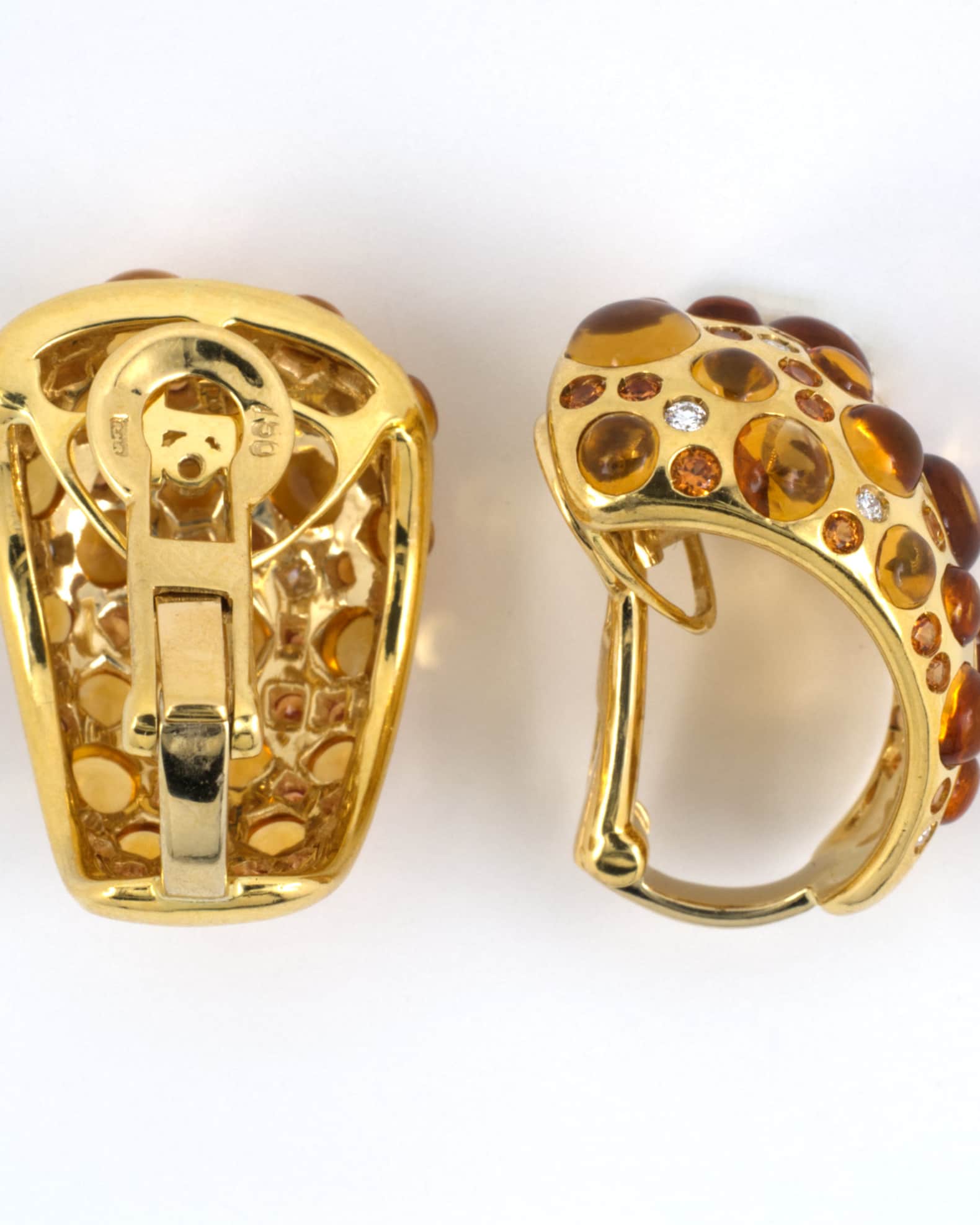 NM Estate 18K Yellow Gold Rodney Rayner Diamond, Orange Sapphire and ...