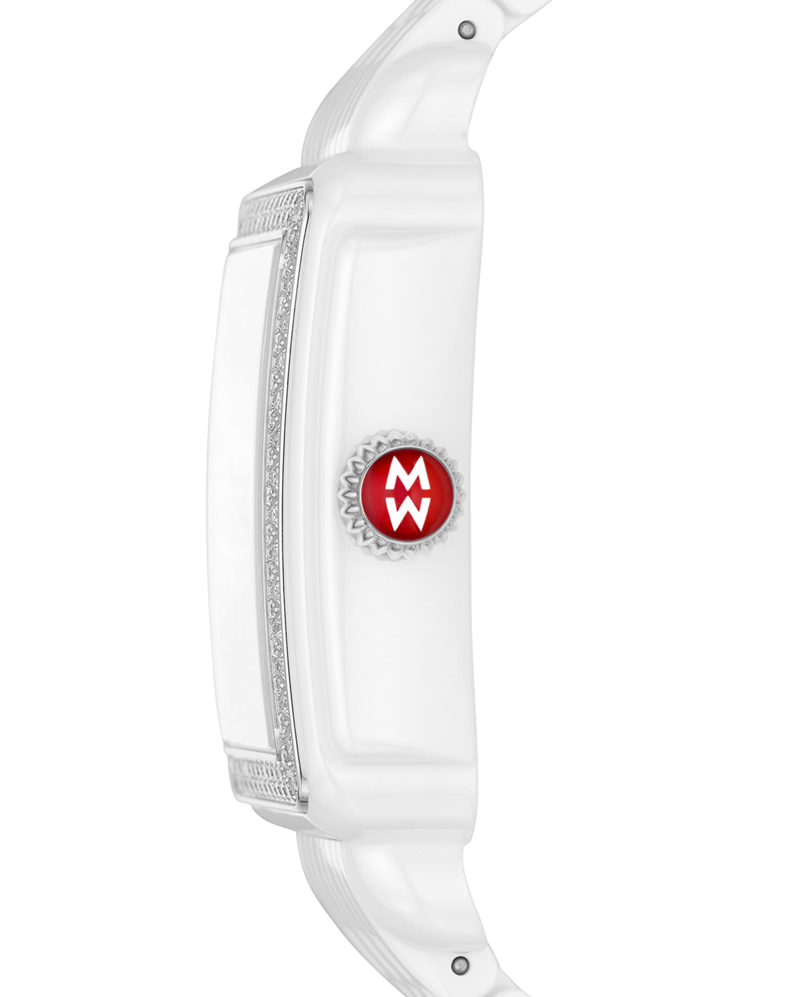 MICHELE Deco Madison Ceramic Diamond Watch, White | Neiman Marcus
