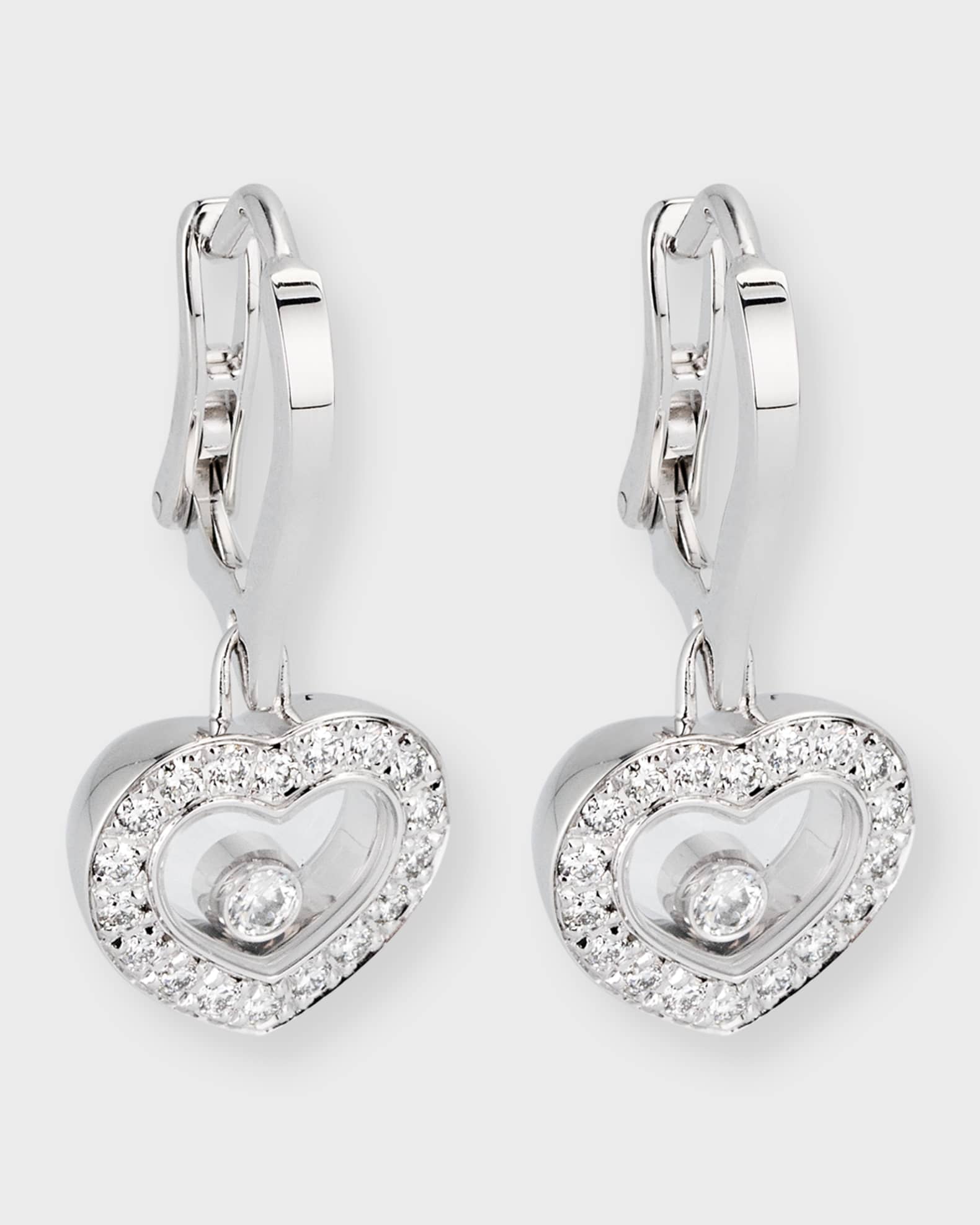 Chopard Happy Diamonds 18K White Gold Drop Diamond Earrings | Neiman Marcus