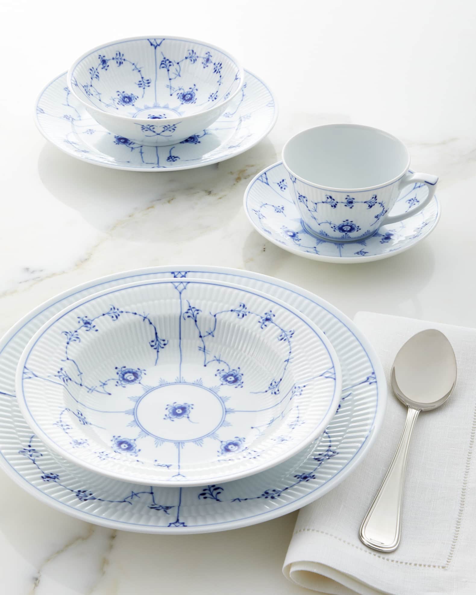 Blue Fluted Plain Dinnerware Collection | Neiman Marcus