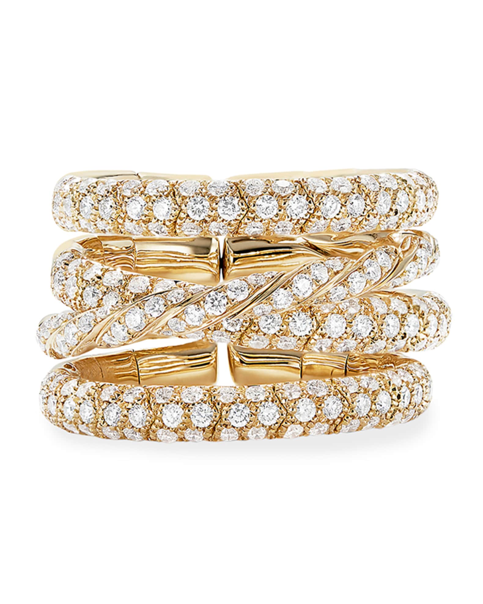 18K Gold Pave Flex Four-Row Diamond Rings | Neiman Marcus