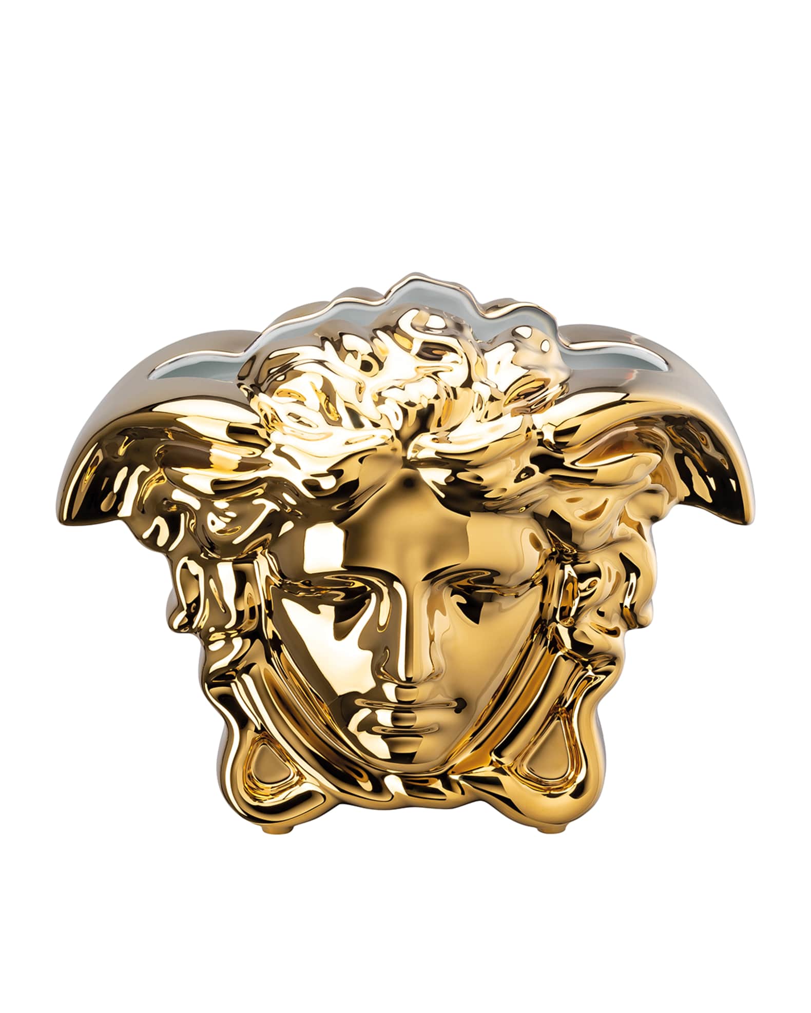 Versace Medusa Grande 8.3" Vase, Gold | Neiman Marcus