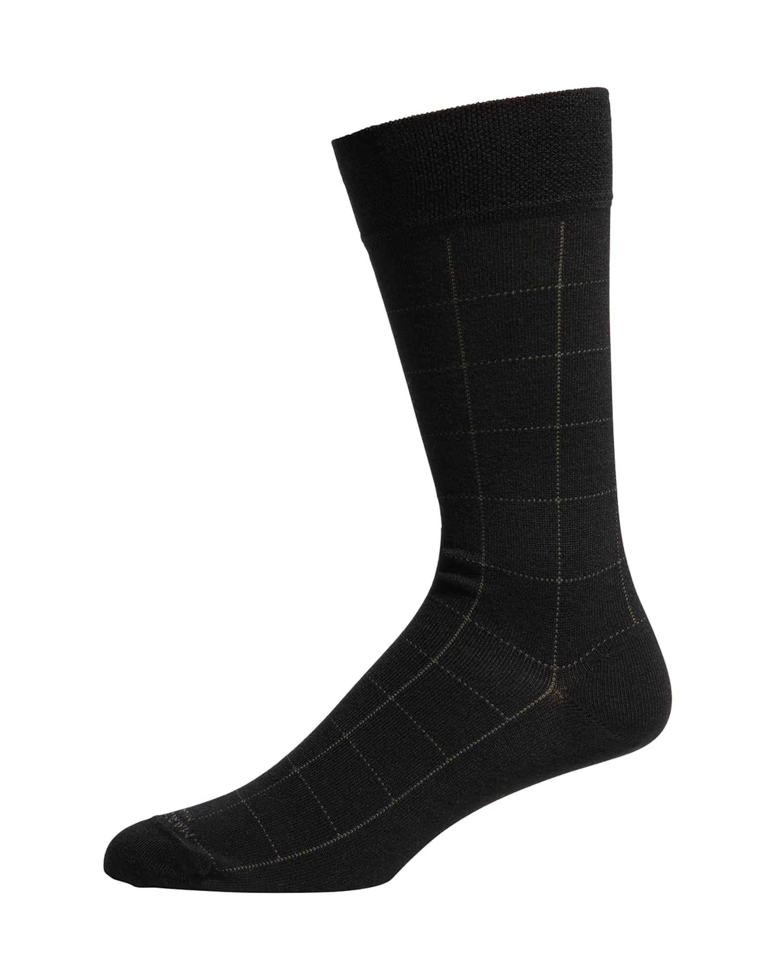 Marcoliani Men's Windowpane Mid-Calf Socks | Neiman Marcus