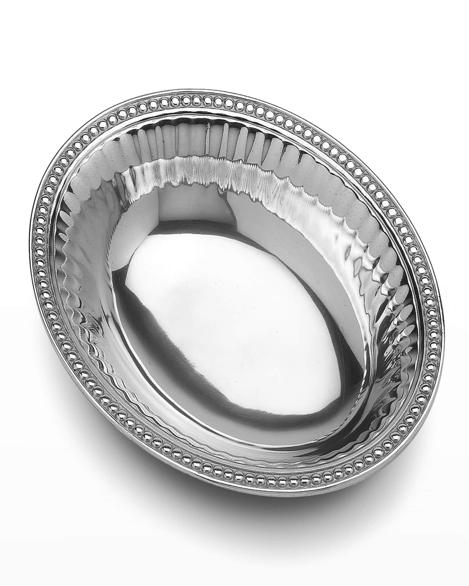 Wilton Armetale Flutes & Pearls Medium Oval Bowl | Neiman Marcus