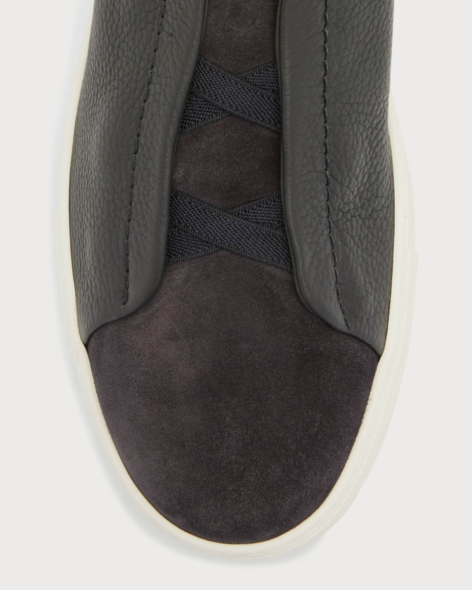 ZEGNA Men's Triple Stitch Leather and Suede Sneakers | Neiman Marcus