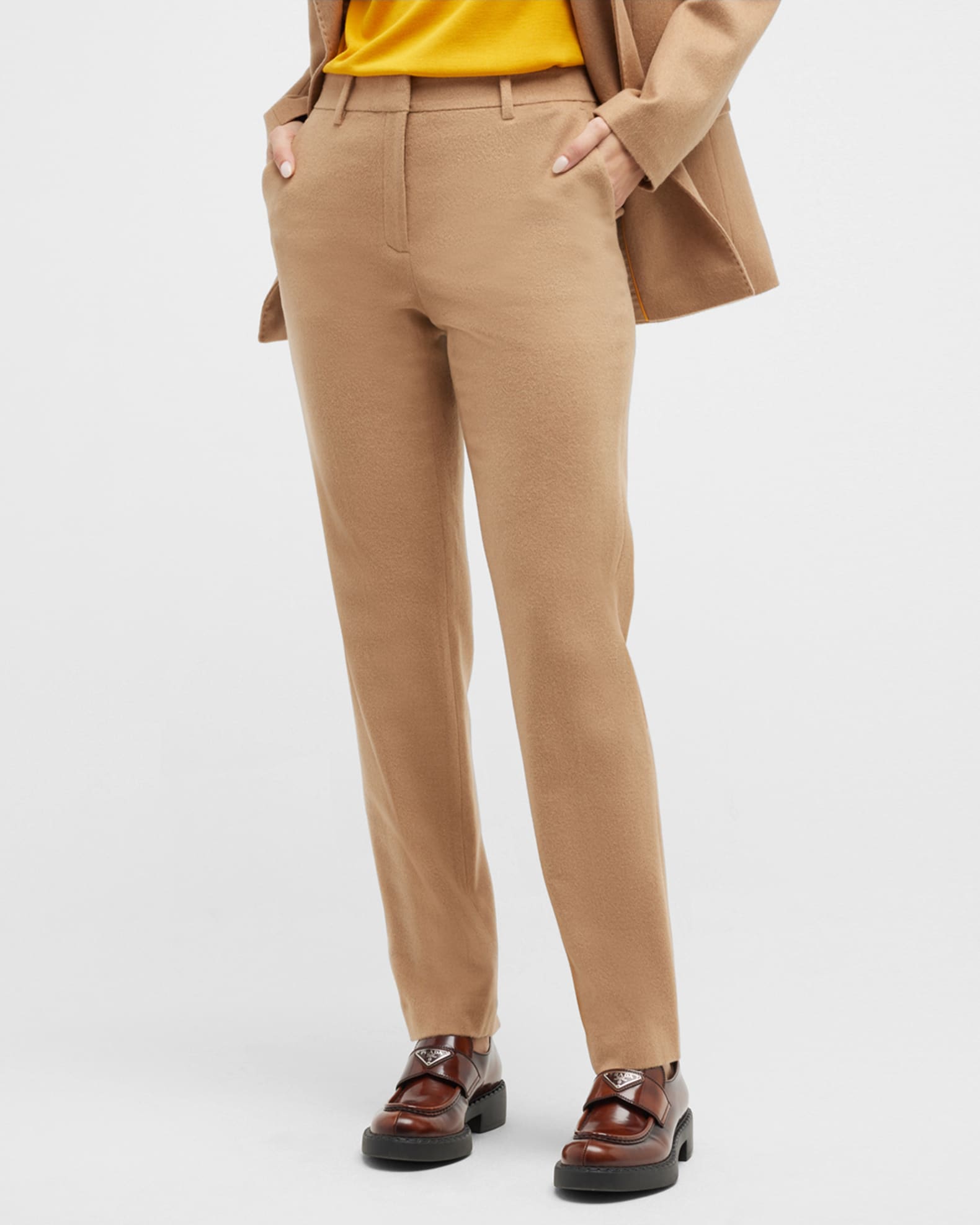 Lafayette 148 New York Clinton Tapered Camel Hair Pants | Neiman Marcus
