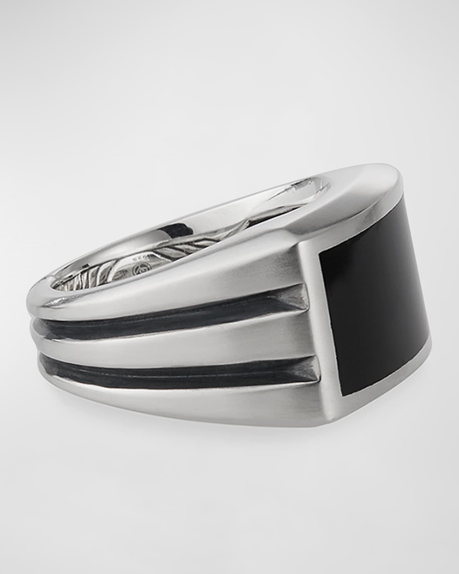 David Yurman Men's Streamline Beveled Signet Ring with Black Onyx ...