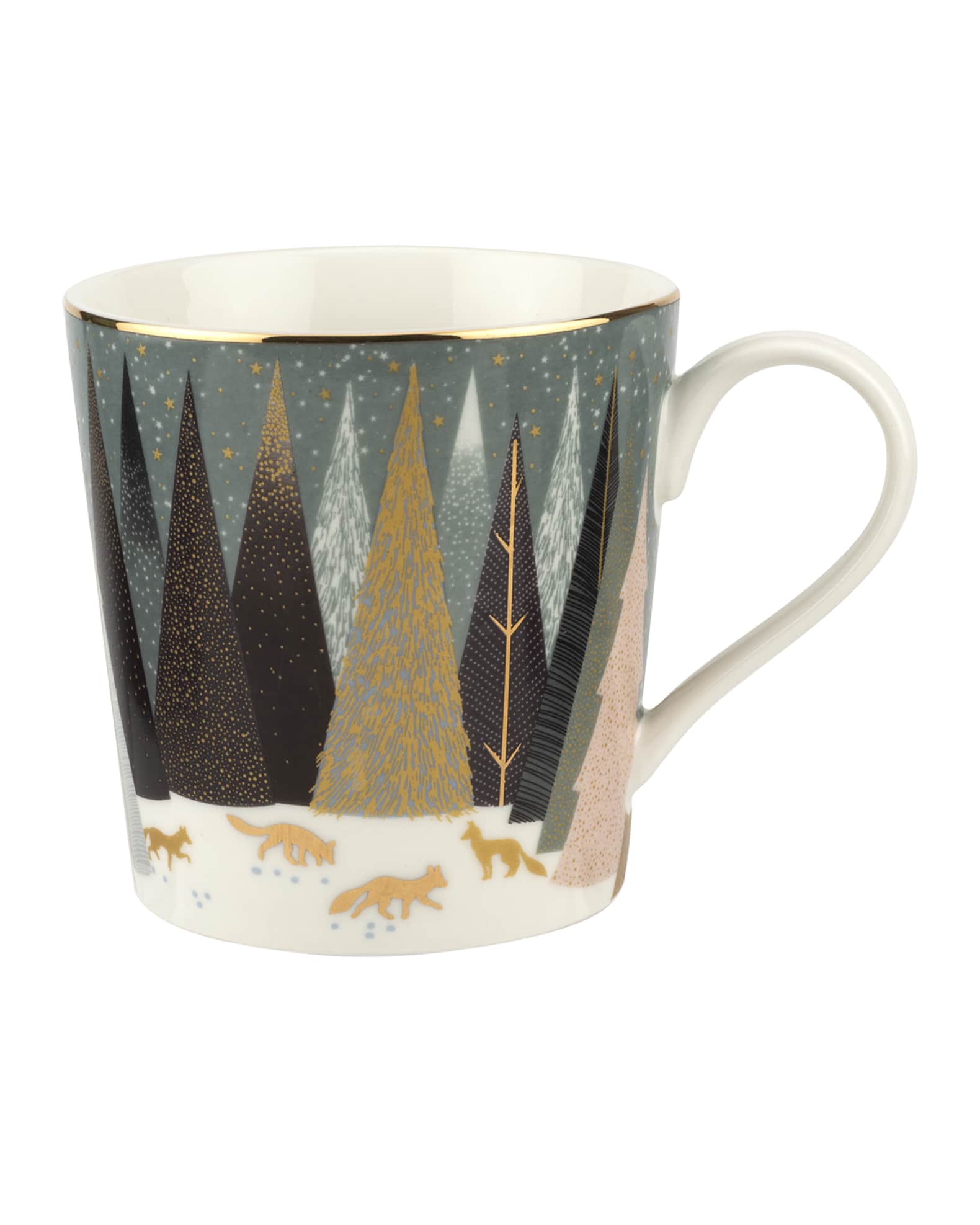 Sara Miller Frosted Pines Mugs, Set of 4 | Neiman Marcus