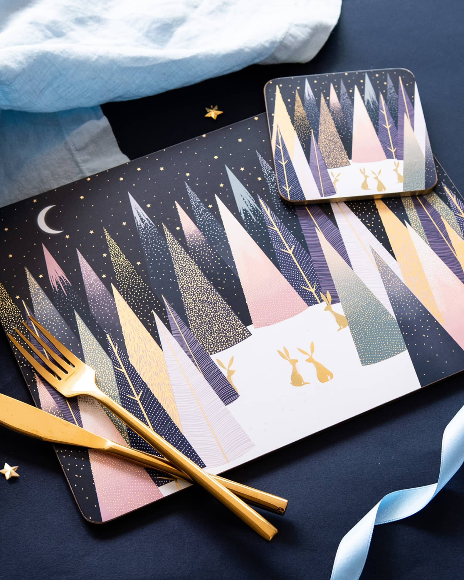 Sara Miller Frosted Pines Coasters, Set of 6 | Neiman Marcus