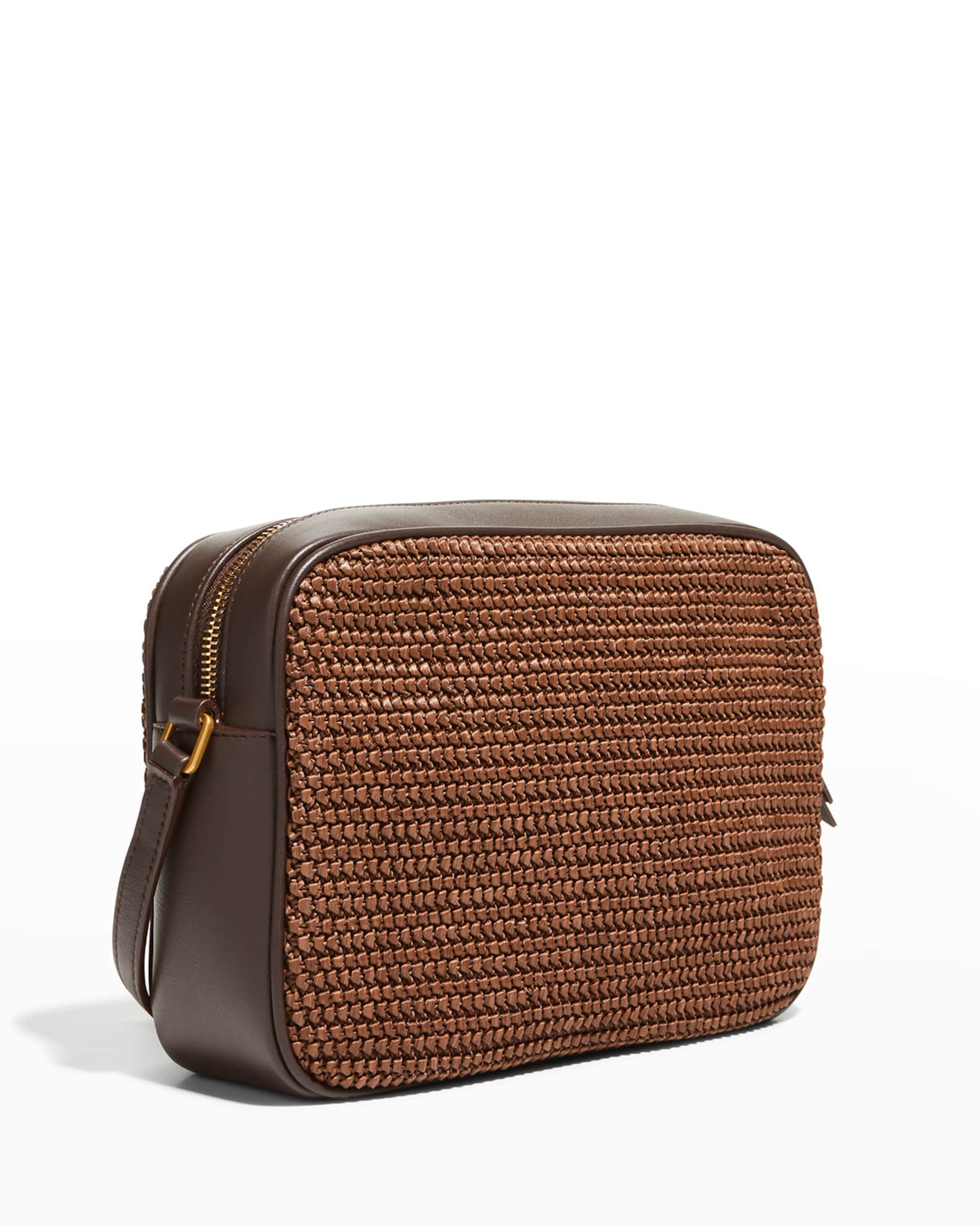 Saint Laurent Lou Medium YSL Monogram Raffia Camera Bag | Neiman Marcus