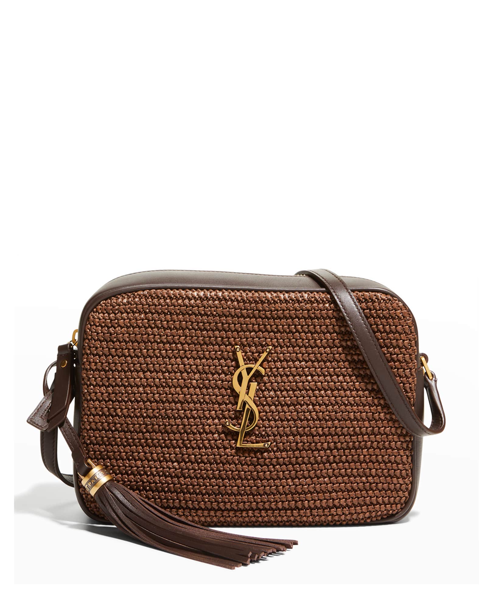 Saint Laurent Lou Medium YSL Monogram Raffia Camera Bag | Neiman Marcus
