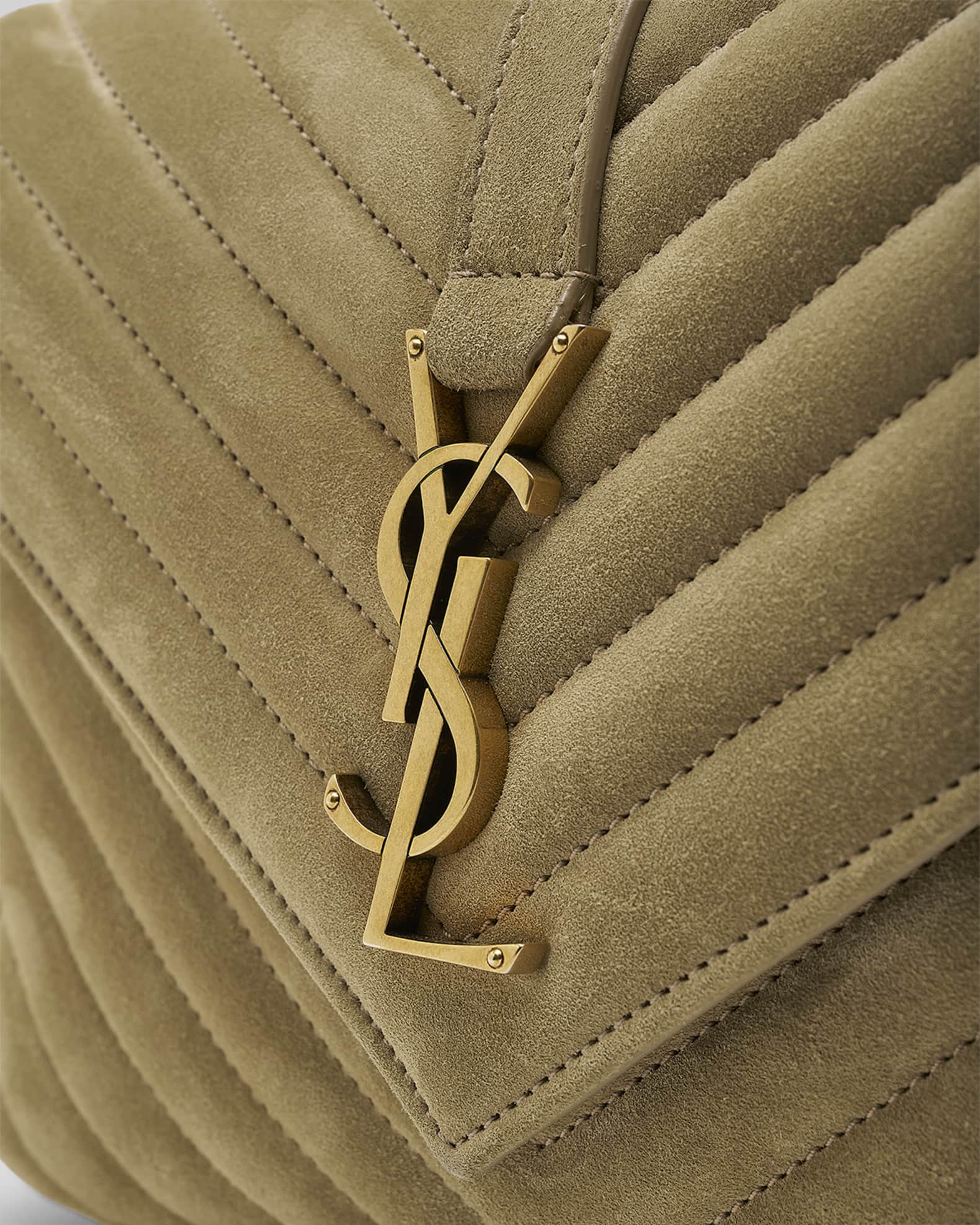Saint Laurent College Medium Flap YSL Shoulder Bag in Quilted Suede ...