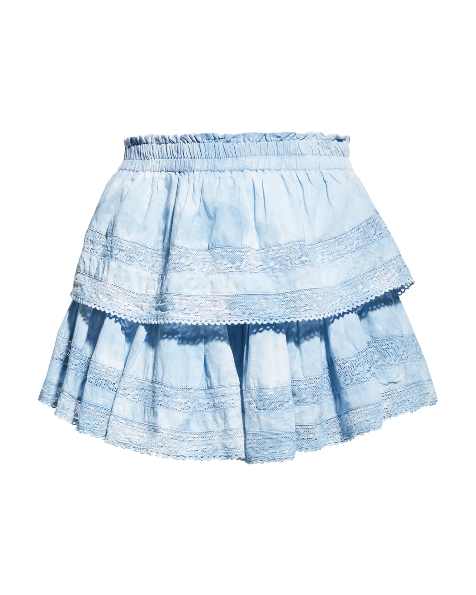 LoveShackFancy Ruffle Mini Skirt with Lace | Neiman Marcus