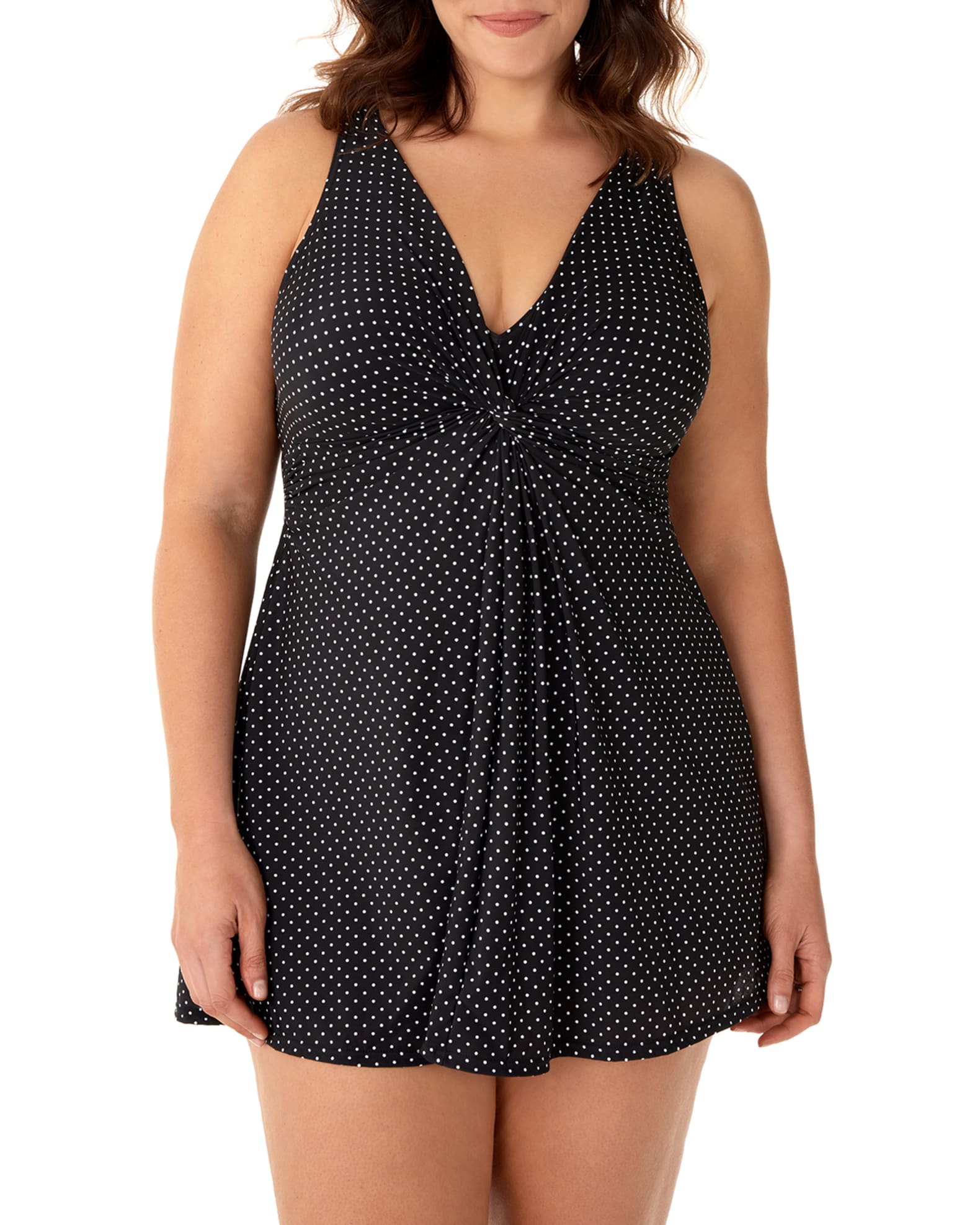 Miraclesuit Plus Size Marais Polka-Dot Swimdress | Neiman Marcus