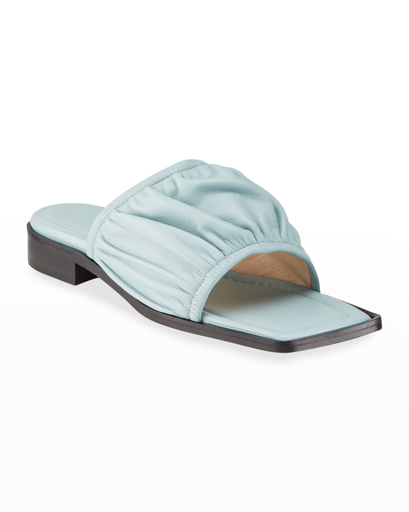 Wandler Mila 25mm Puffy Lambskin Flat Sandals | Neiman Marcus