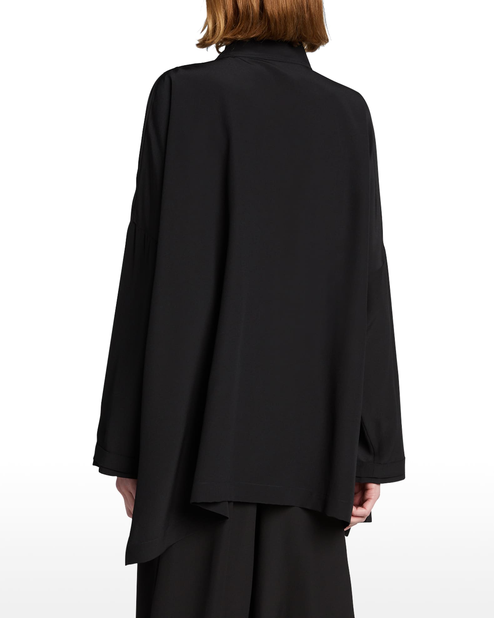 Eskandar Wide Longer-Back Two Collar Shirt With Stepped Edges (Long ...