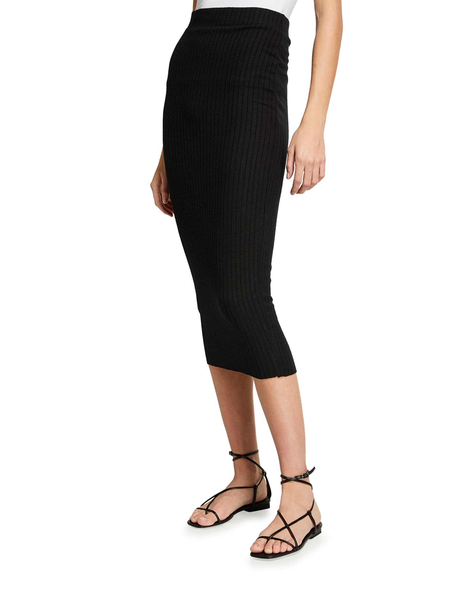 Enza Costa Sweater Rib-Knit Midi Skirt | Neiman Marcus