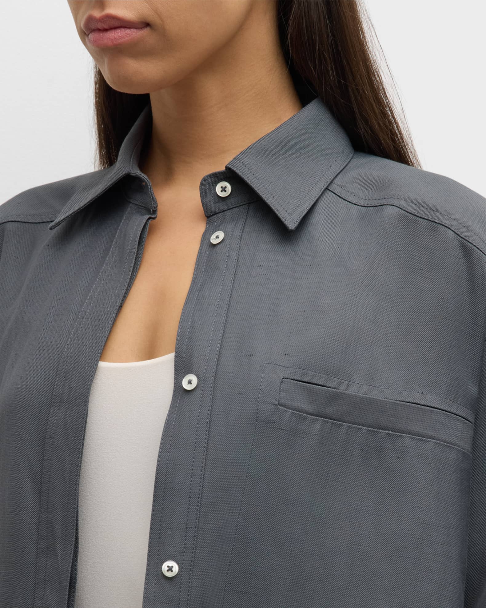 Loulou Studio Moheli Oversized Button-Up Shirt | Neiman Marcus