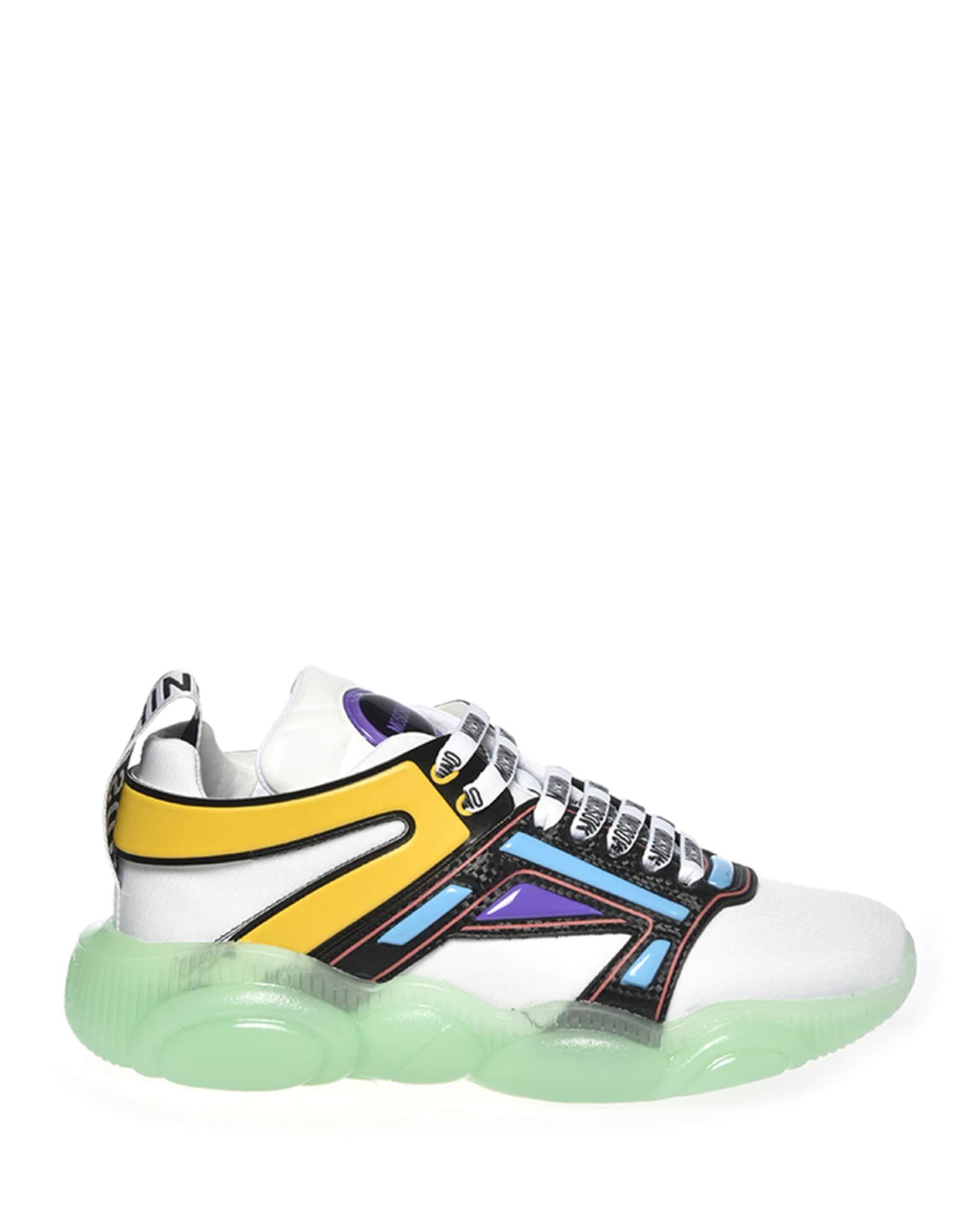 Moschino Men's Multicolor Clear-Sole Chunky Sneakers | Neiman Marcus