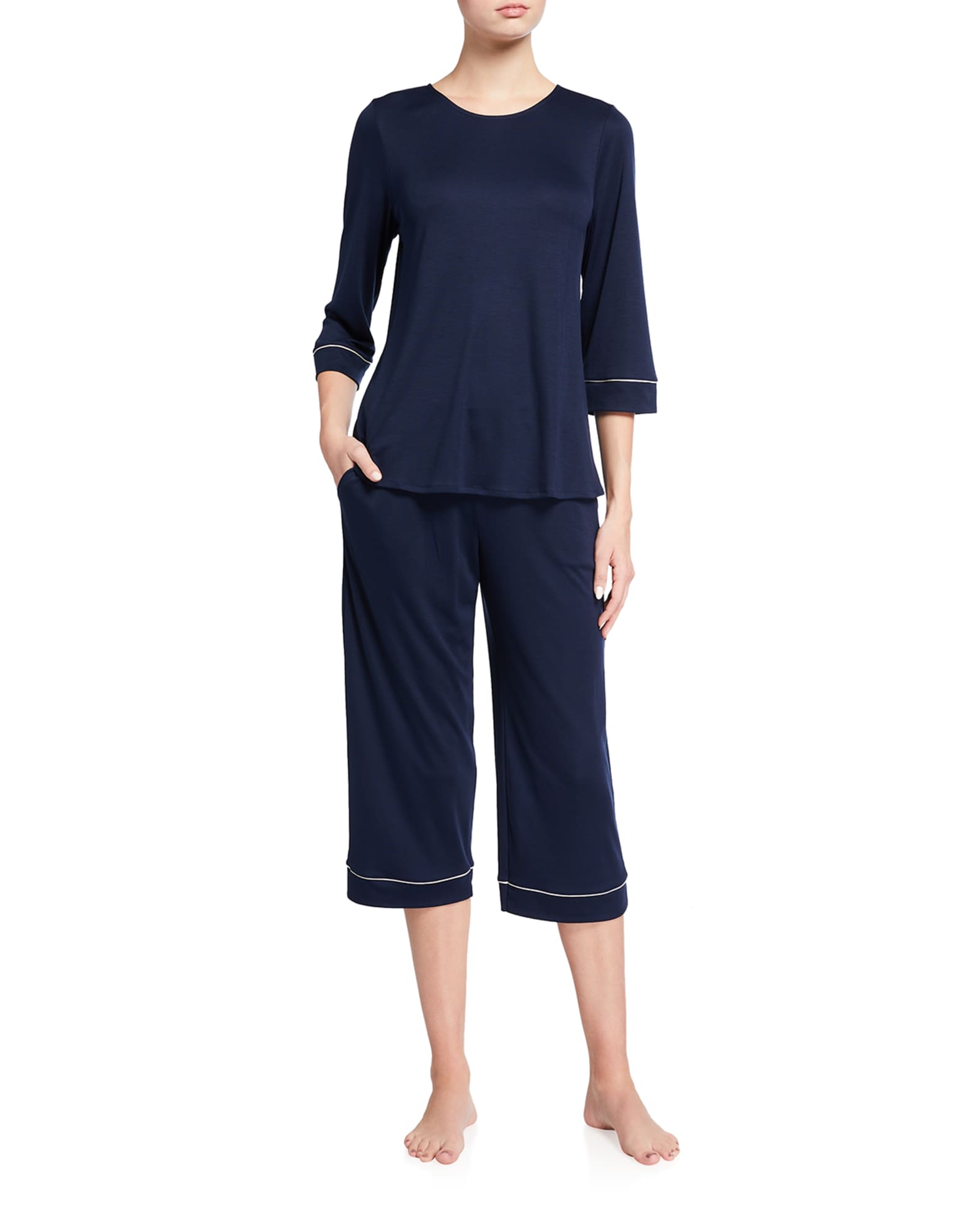 Hanro Natural Comfort Cropped Pajama Set | Neiman Marcus