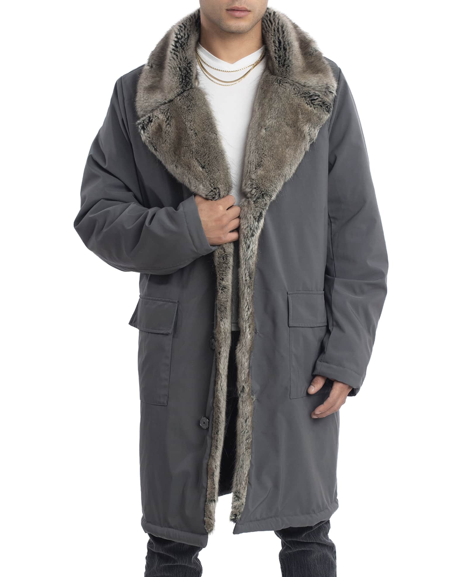 Fabulous Furs Men's Storm Coat with Faux Fur | Neiman Marcus