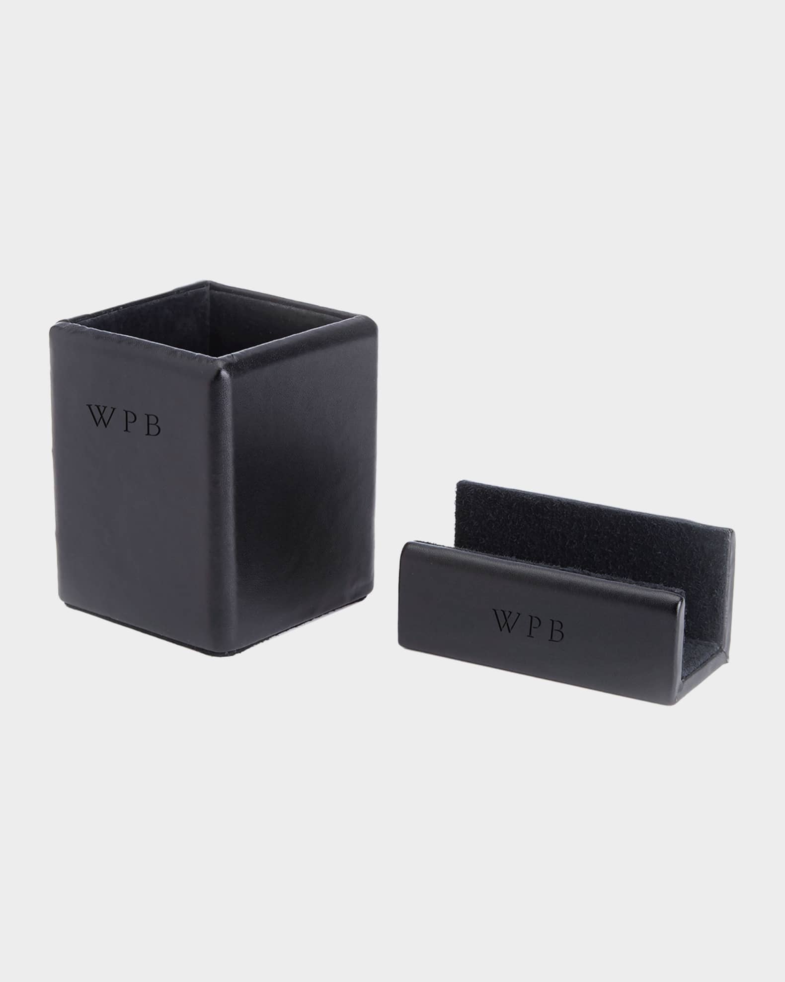 ROYCE New York Monogrammed Leather Executive Desk Accessory Set ...