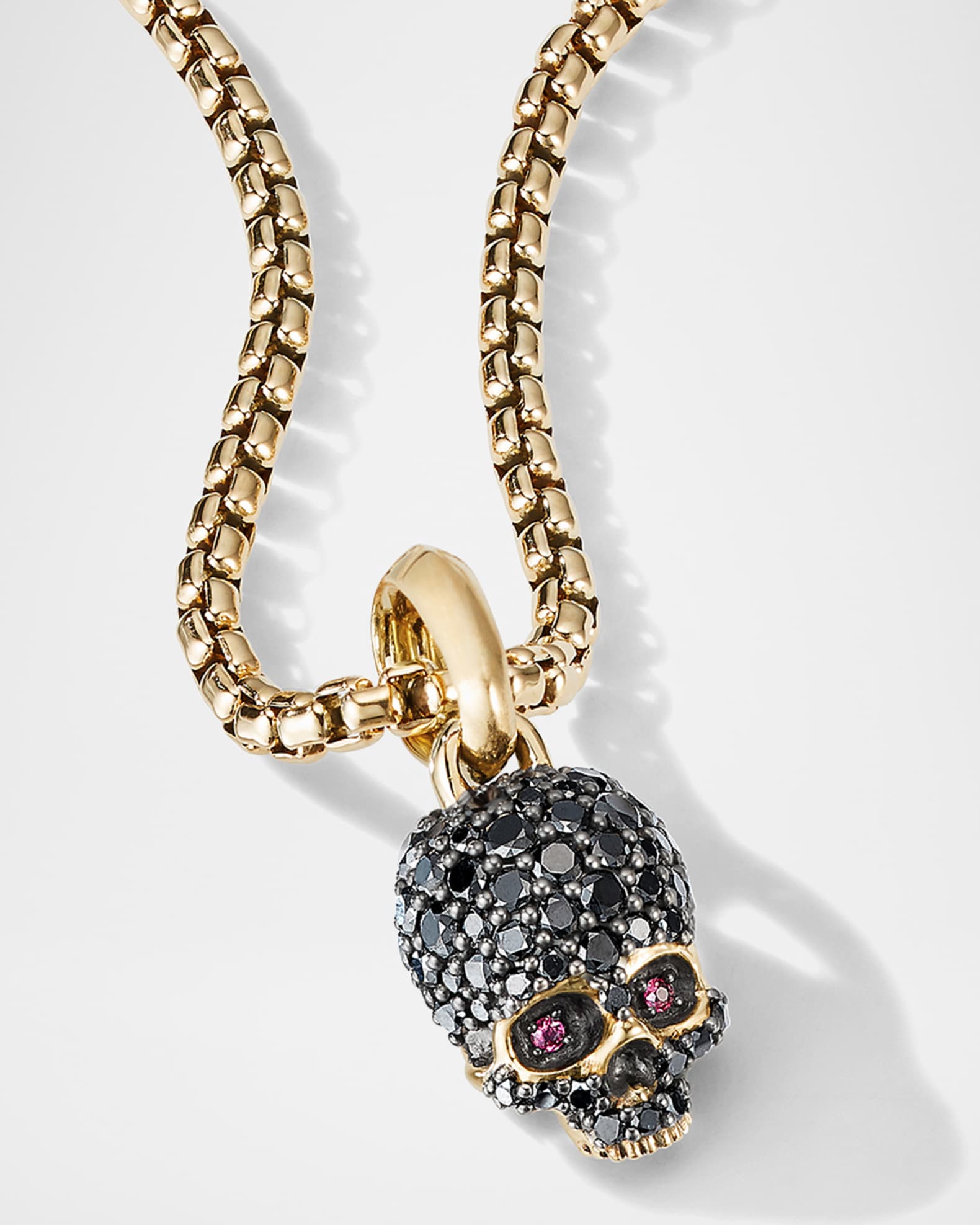 David Yurman Men's Memento Mori Skull Pendant with Diamonds in 18K Gold ...