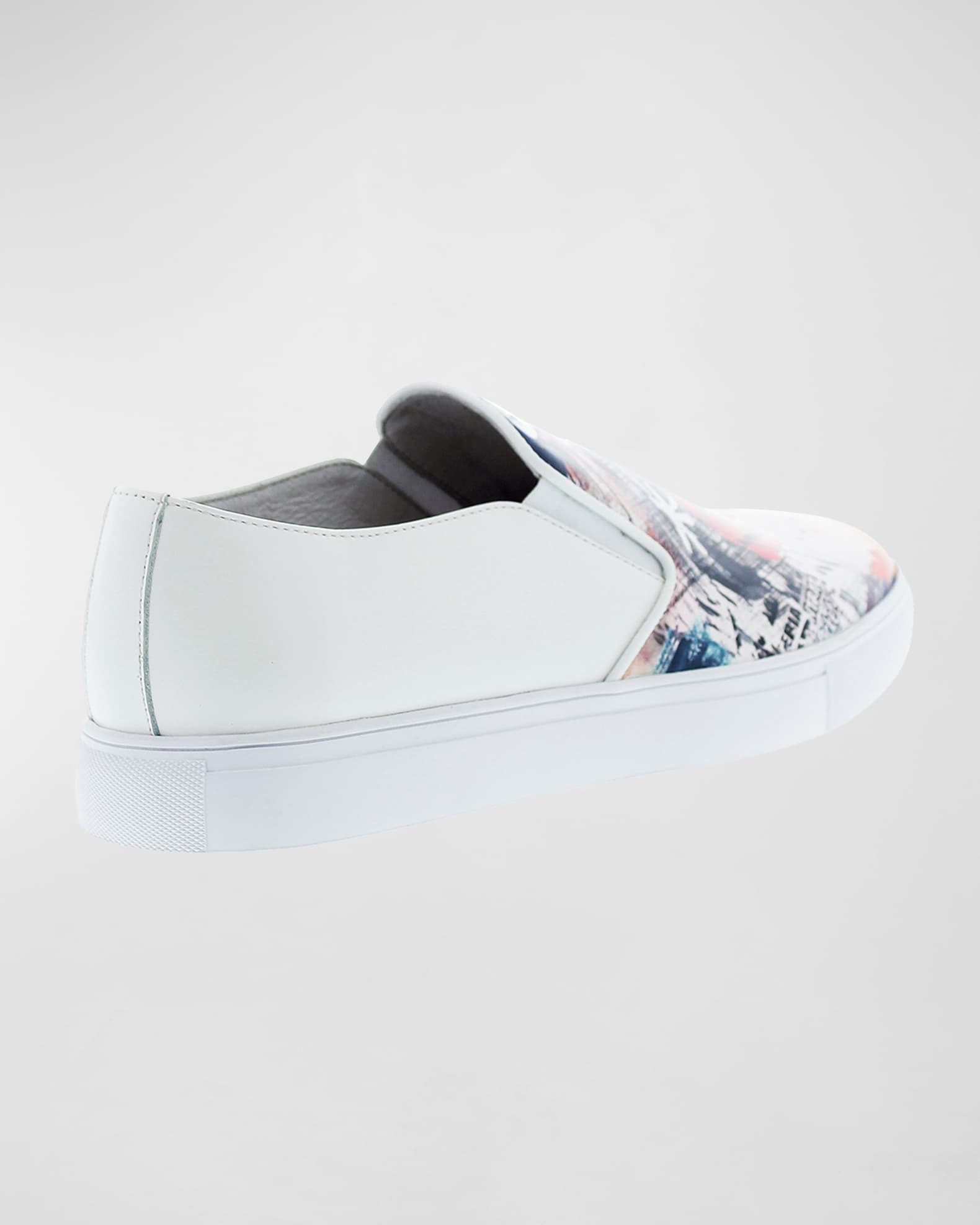 Robert Graham Men's Buddy Floral-Print Leather Slip-On Sneakers ...