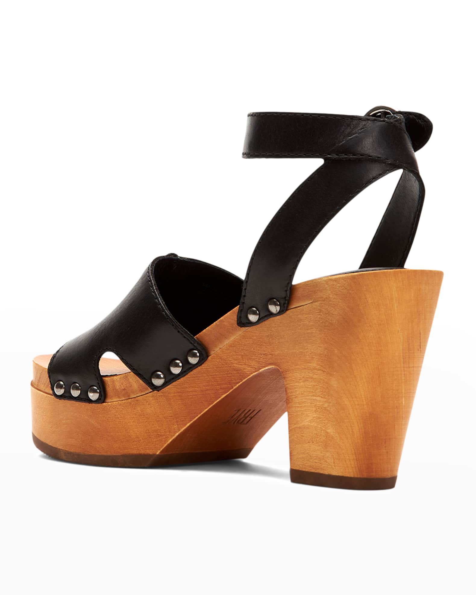 Frye Zelda Leather Clog High-Heel Sandals | Neiman Marcus