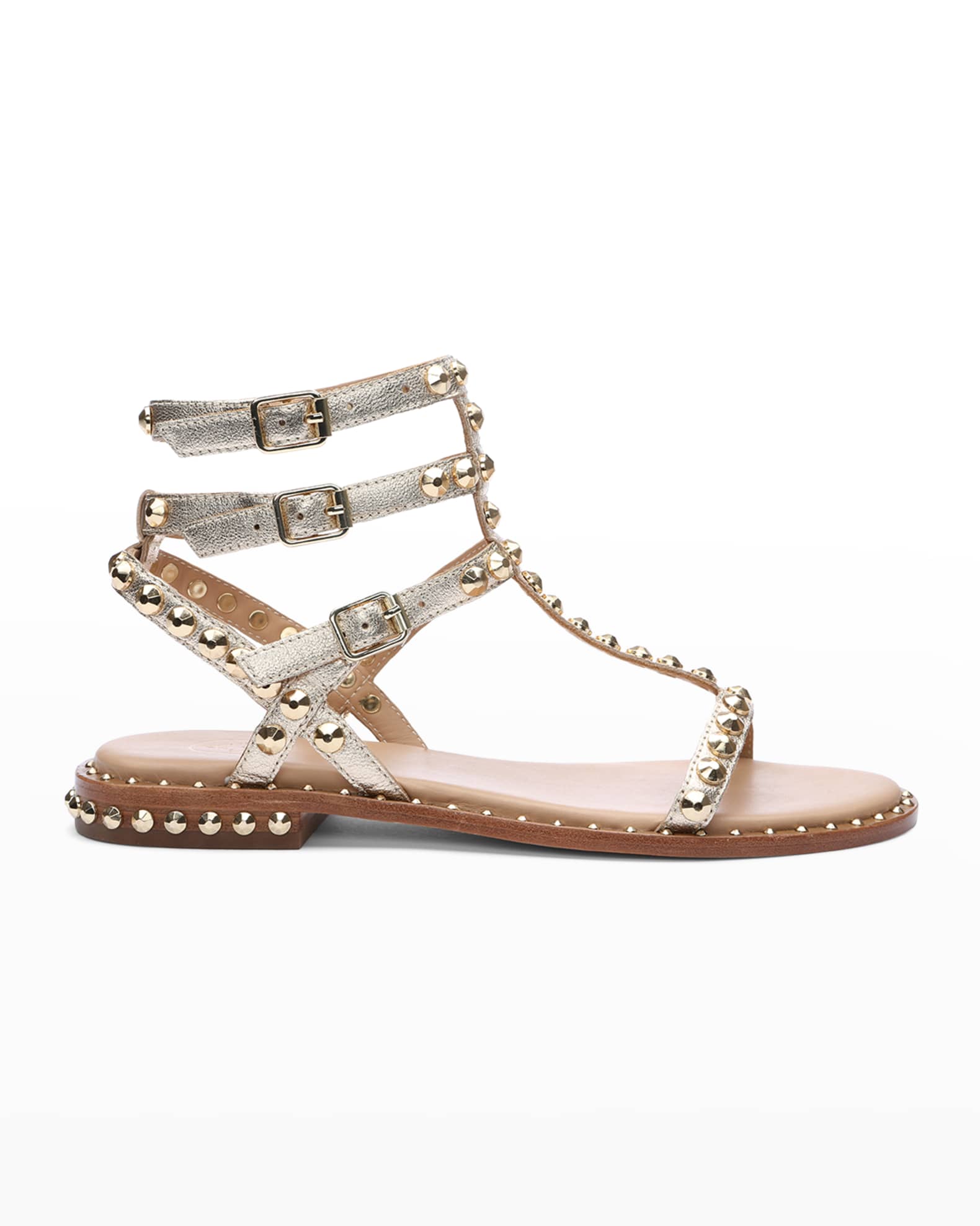 Ash Play Buckle-Trio Stud Gladiator Sandals | Neiman Marcus