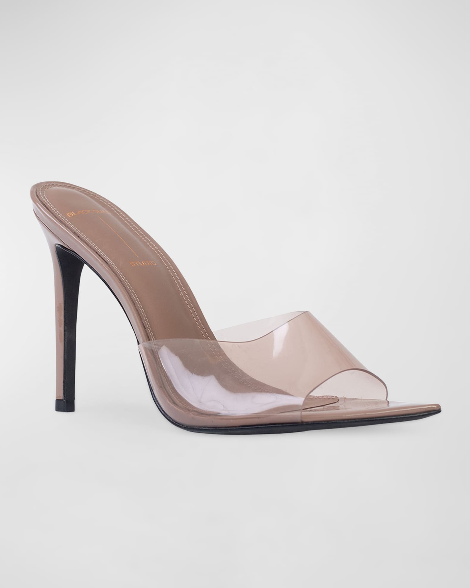 Black Suede Studio Bella Stiletto Slide High-Heel Sandals | Neiman Marcus