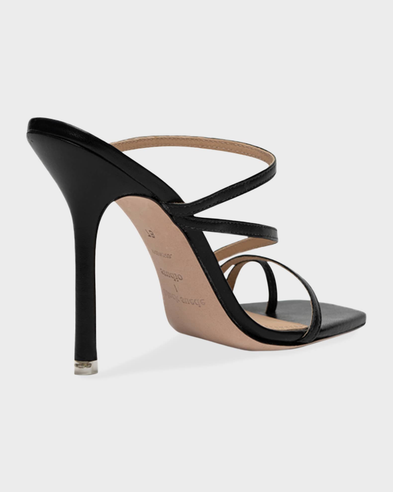 Black Suede Studio Cindy Strappy Stiletto Slide Sandals | Neiman Marcus