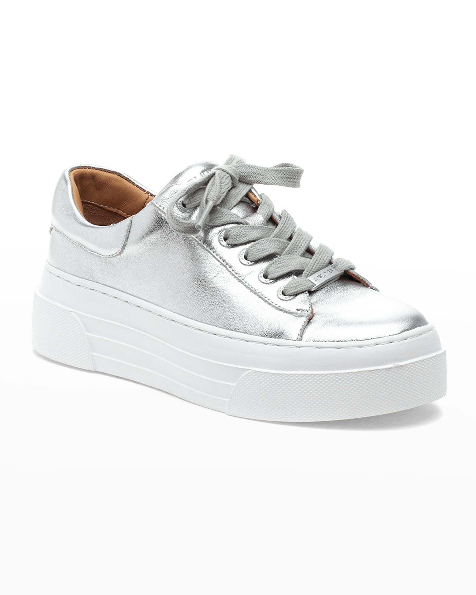 JSlides Amanda Low-Top Leather Platform Sneakers | Neiman Marcus