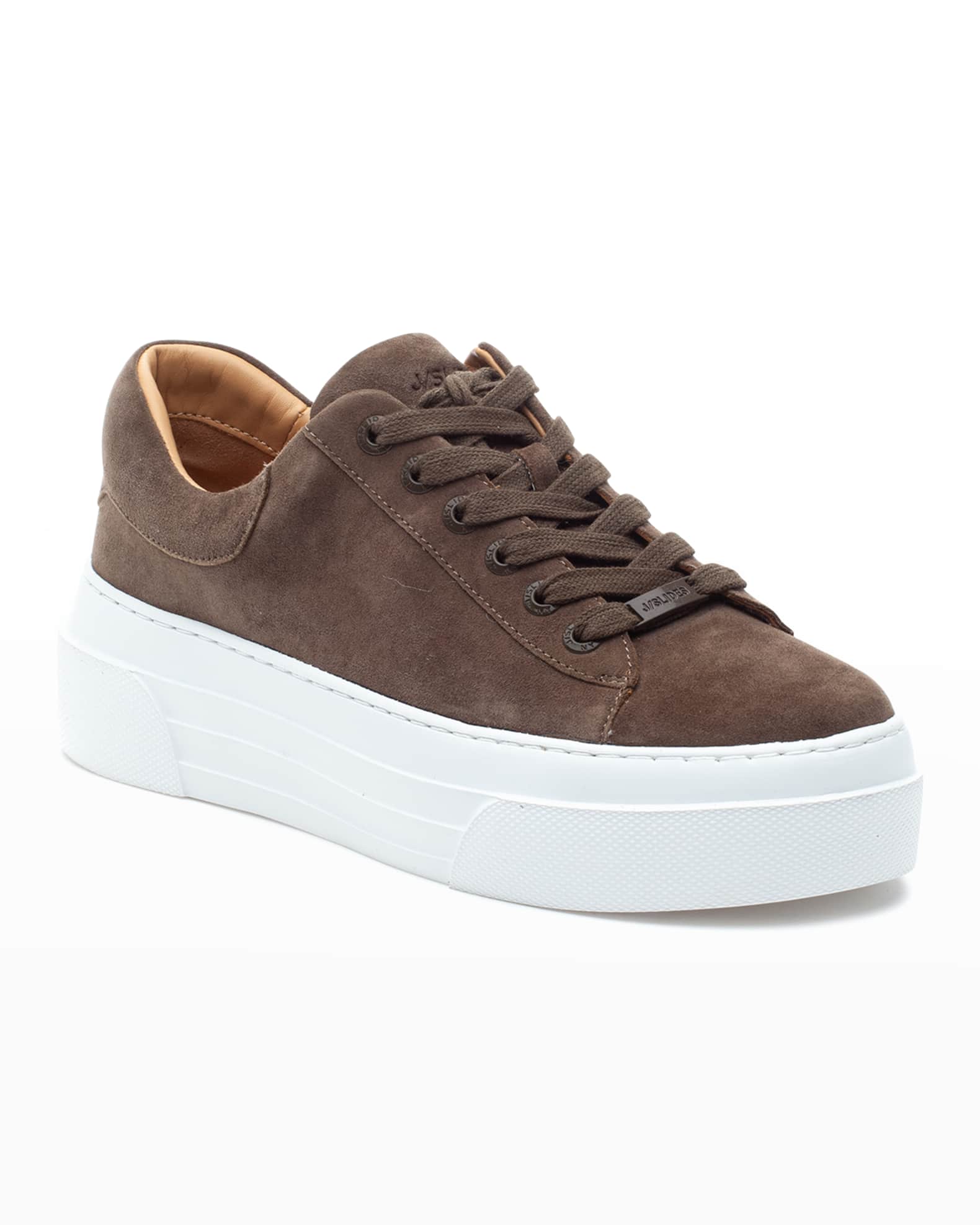 JSlides Amanda Low-Top Leather Platform Sneakers | Neiman Marcus