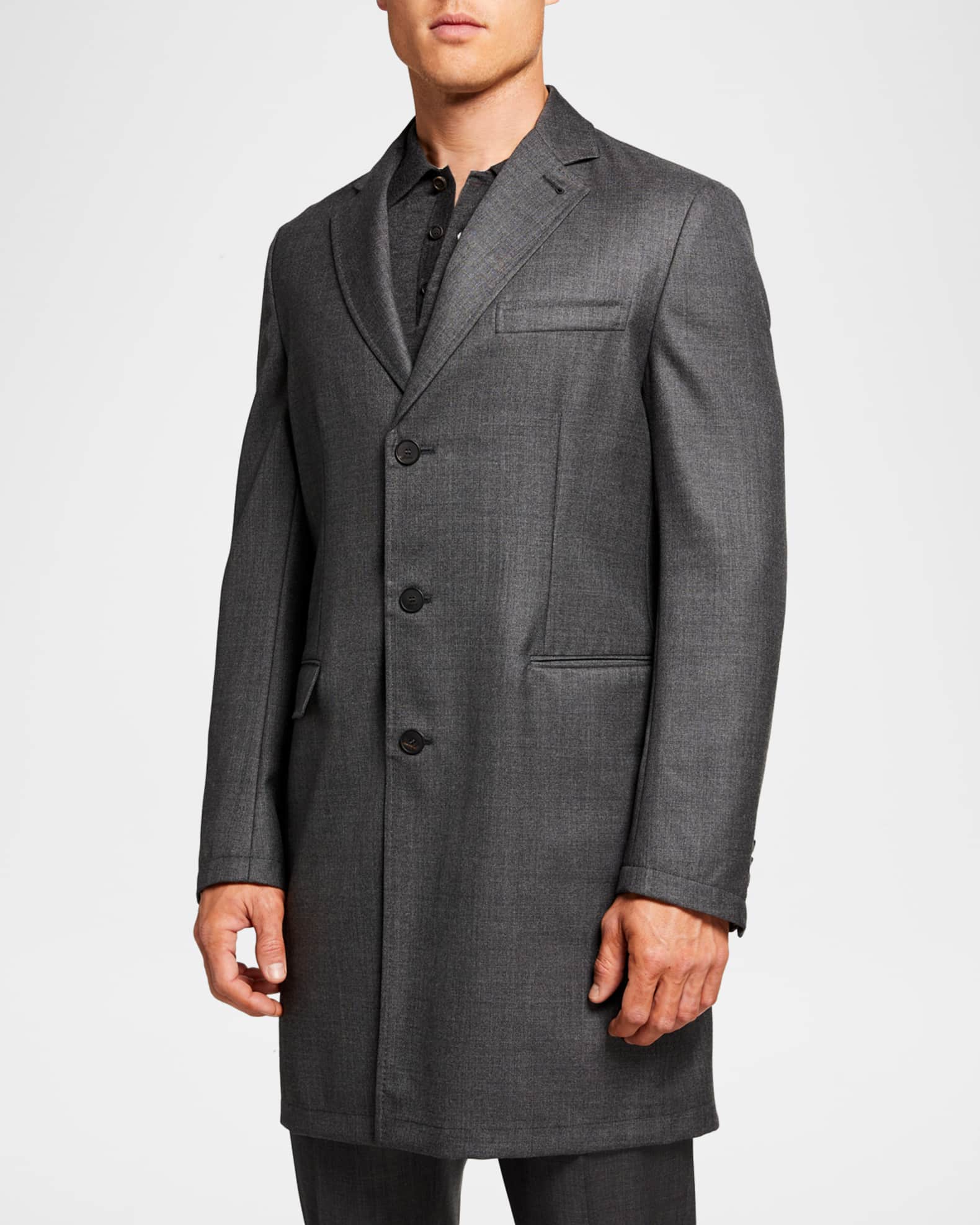 Brioni x Brad Pitt Men's Solid Wool Car Coat | Neiman Marcus