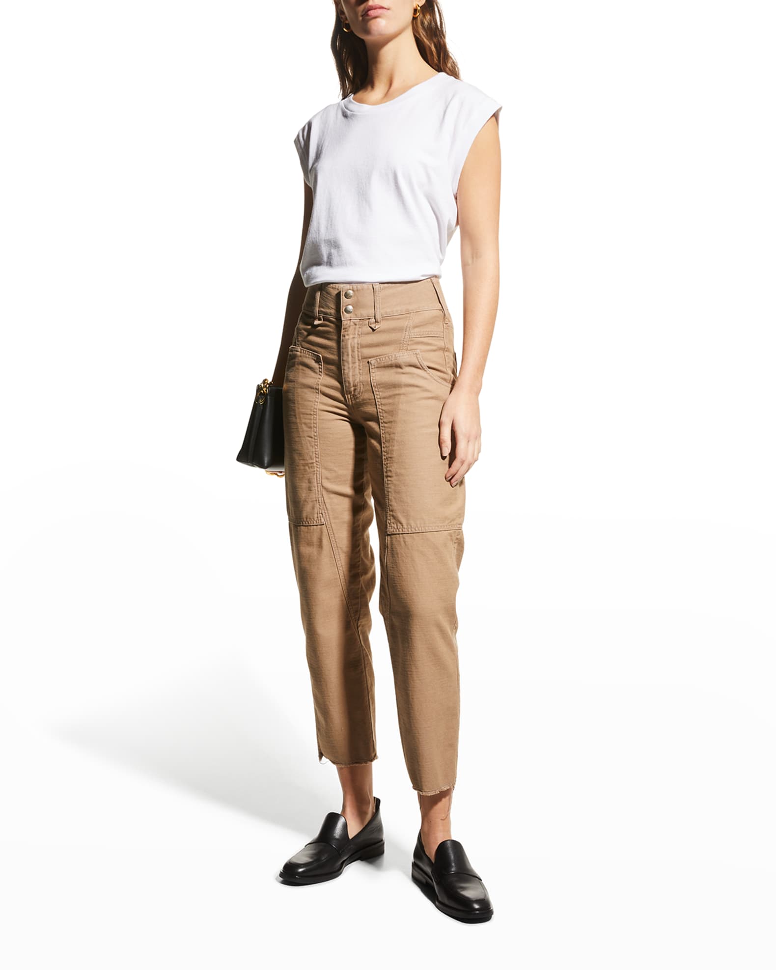 FRAME Twisted Cropped Utility Pants | Neiman Marcus