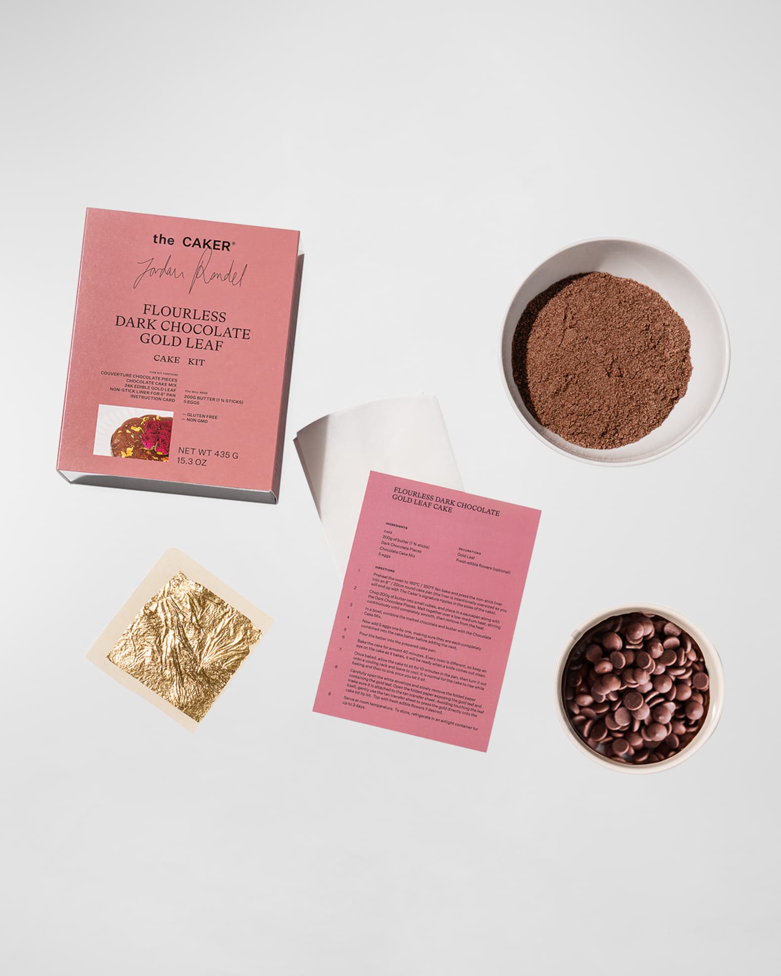 The Caker Flourless Dark Chocolate Gold Leaf Cake Kit | Neiman Marcus