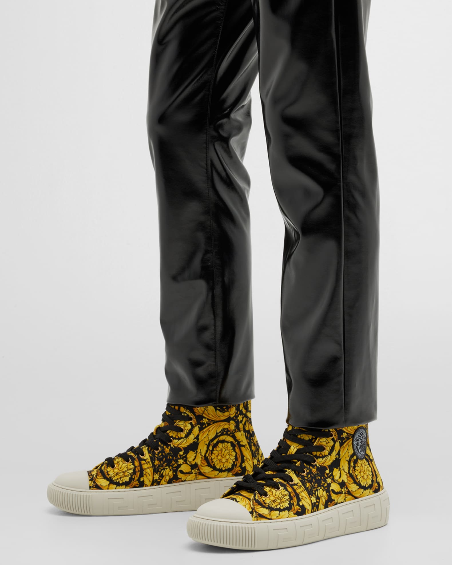 Versace Men's Barocco-Print High-Top Sneakers | Neiman Marcus