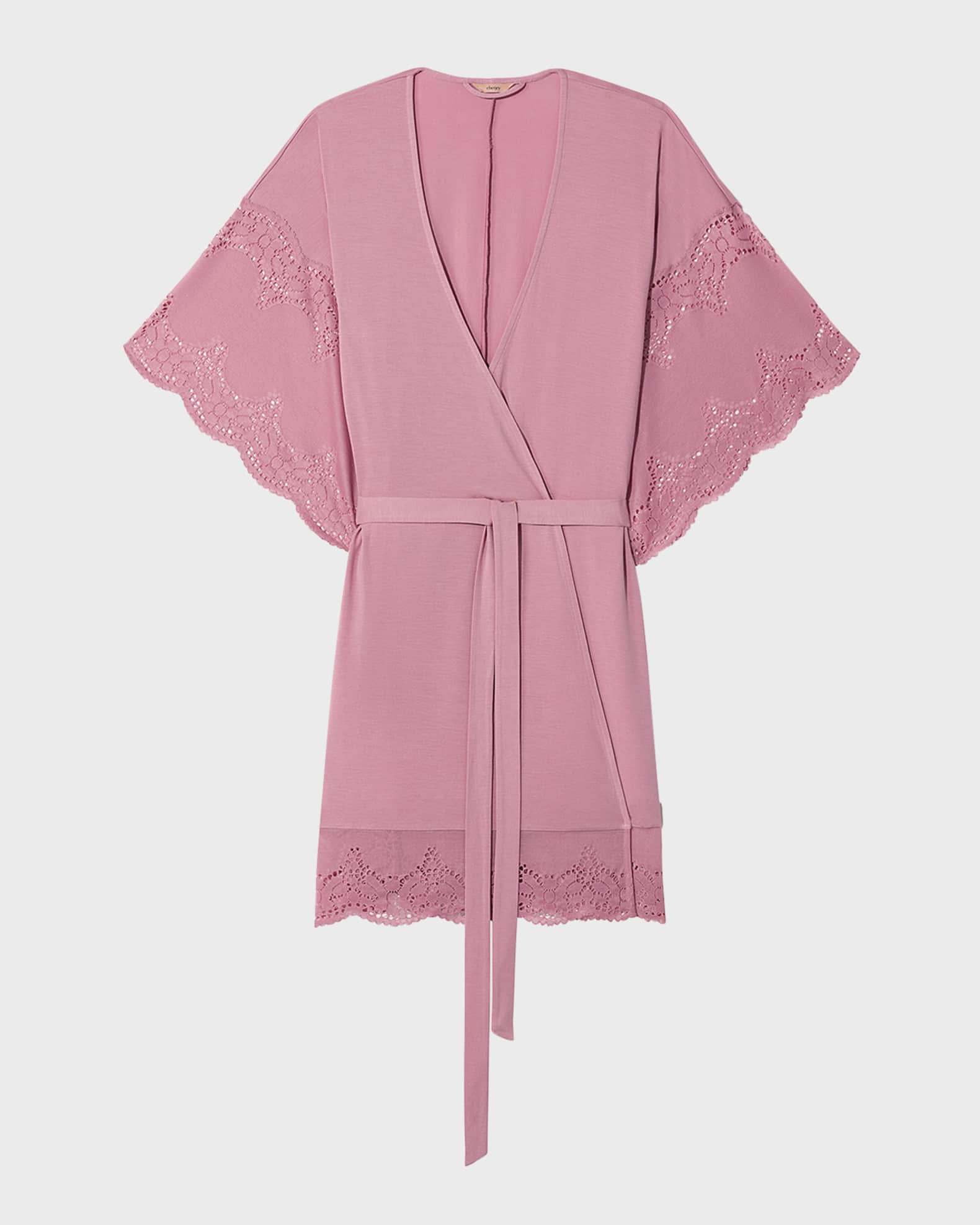 Eberjey Beatrix Lace-Trim Robe | Neiman Marcus
