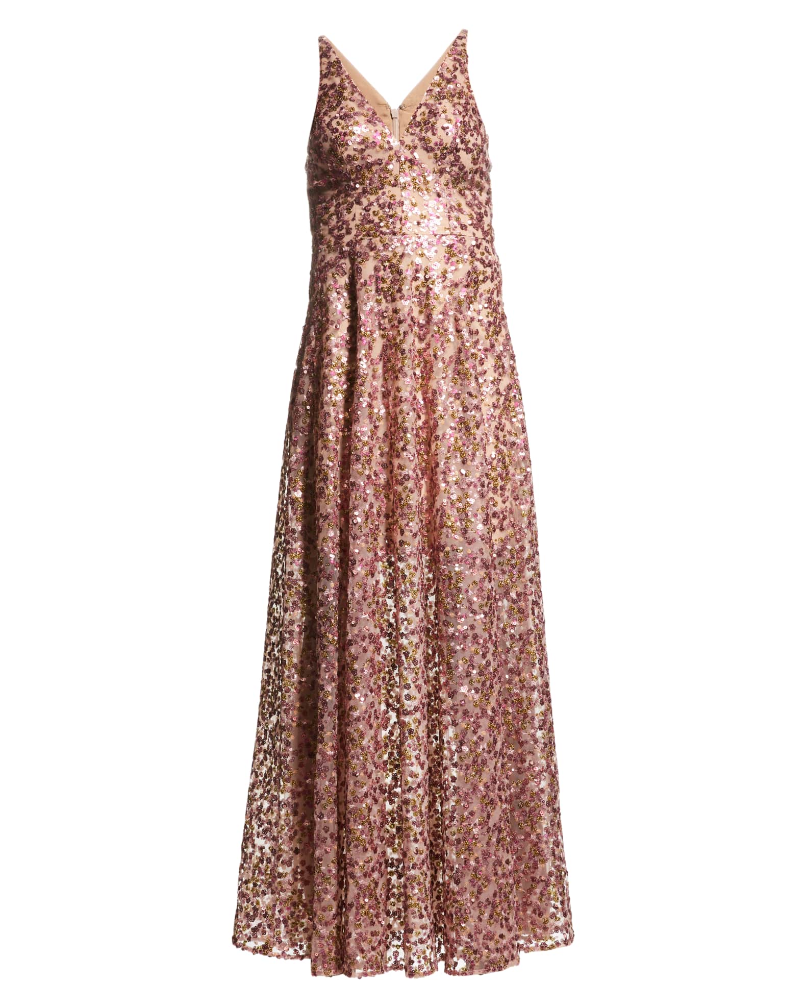 Dress The Population Ariyah V-Neck Sequin A-Line Gown | Neiman Marcus