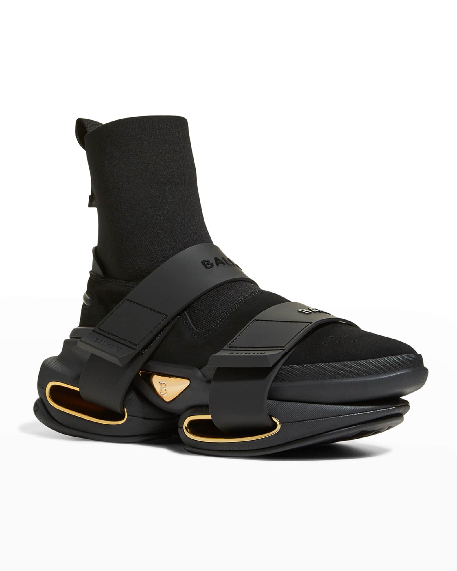 Balmain Men's BBold Metallic Cutout Fashion Sneakers | Neiman Marcus