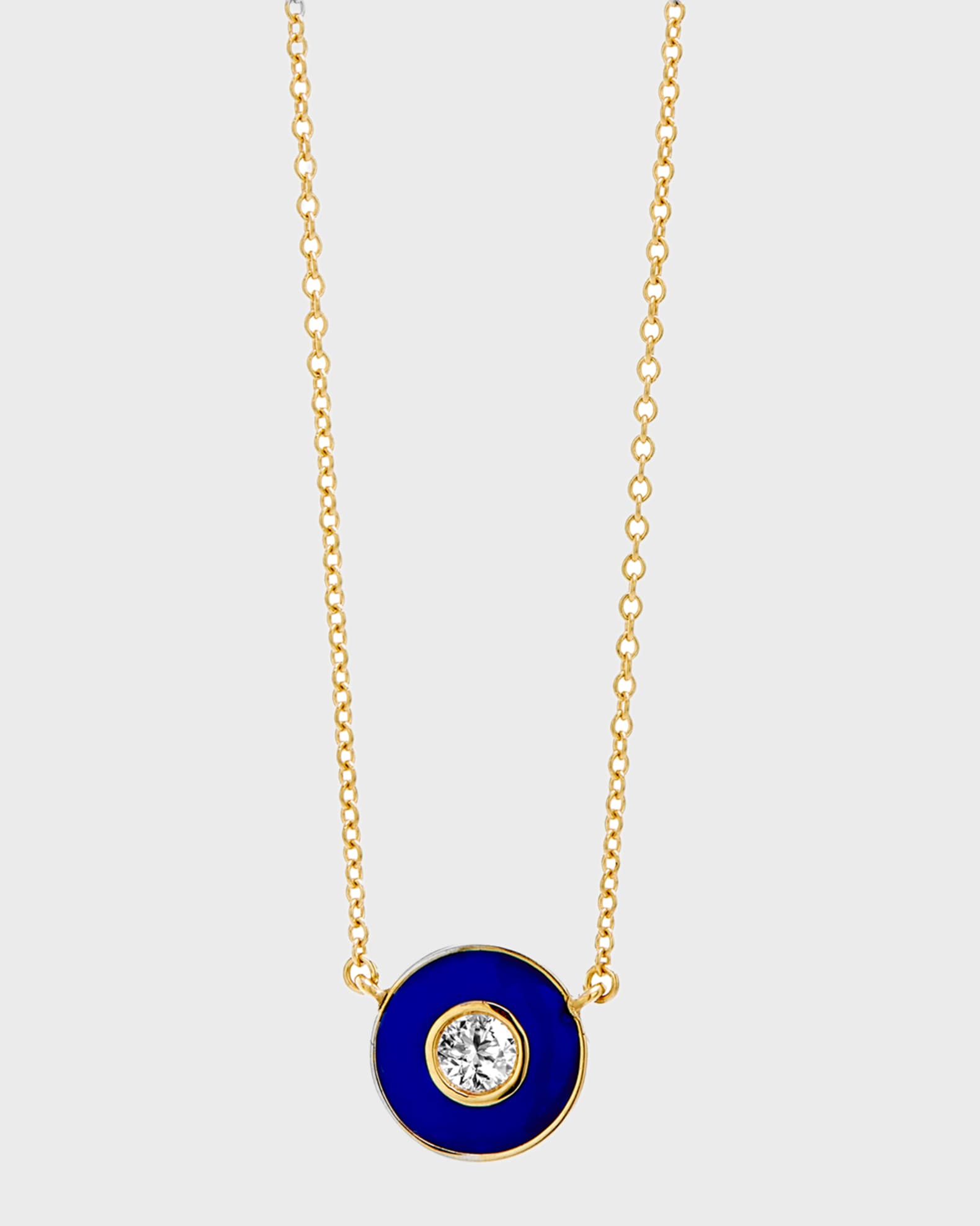 Syna 18k Yellow Gold Diamond Pendant Necklace with Blue Enamel | Neiman ...