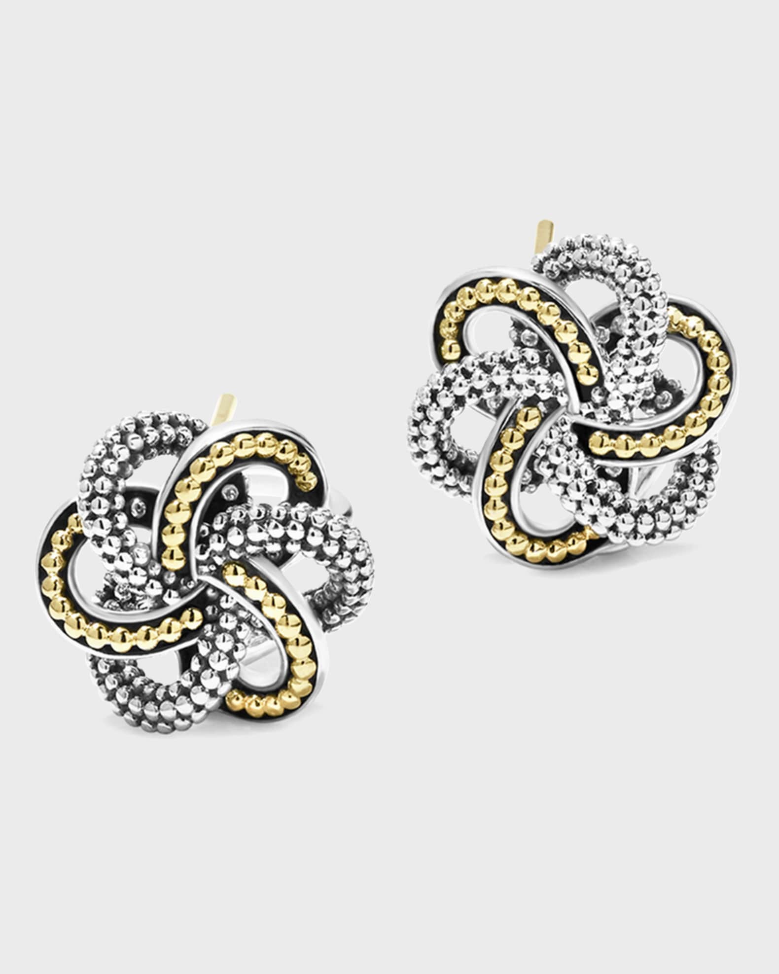 LAGOS Love Knot Two-Tone Omega Clip Stud Earrings | Neiman Marcus