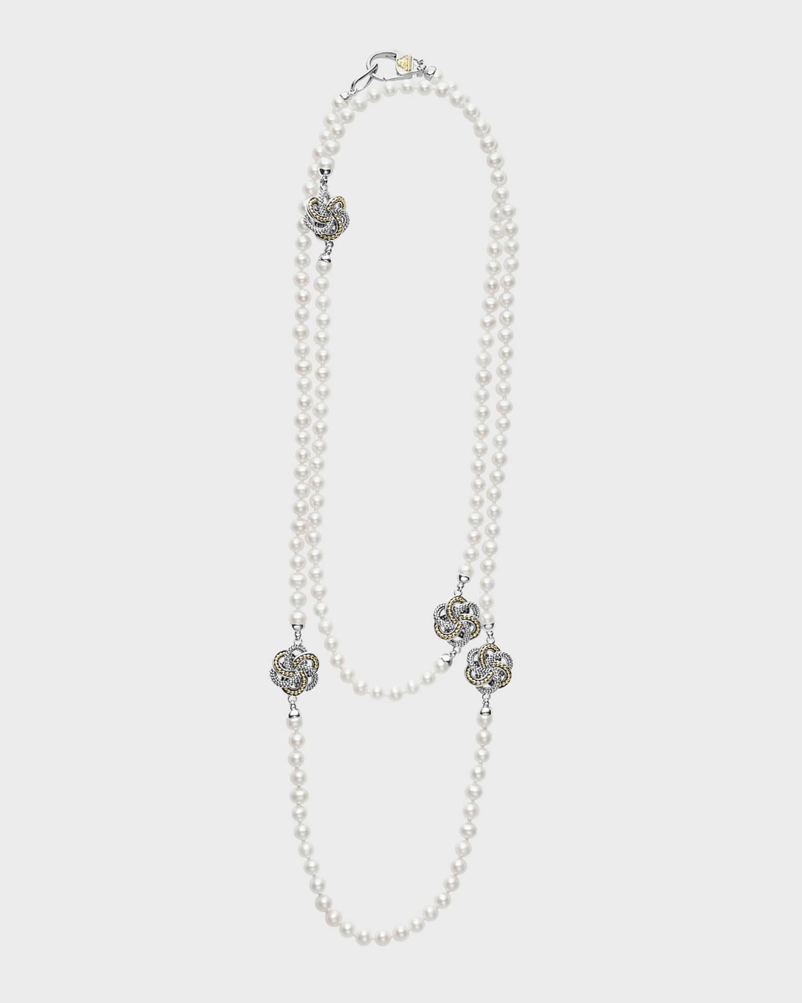 LAGOS Luna Two-Tone Pearl 4-Station Necklace | Neiman Marcus