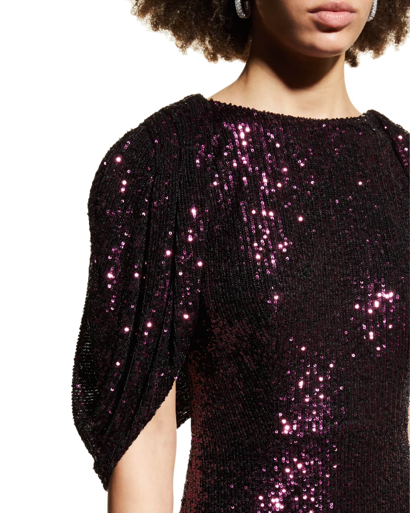 Pamella Roland Sequin Backless Cape Gown | Neiman Marcus