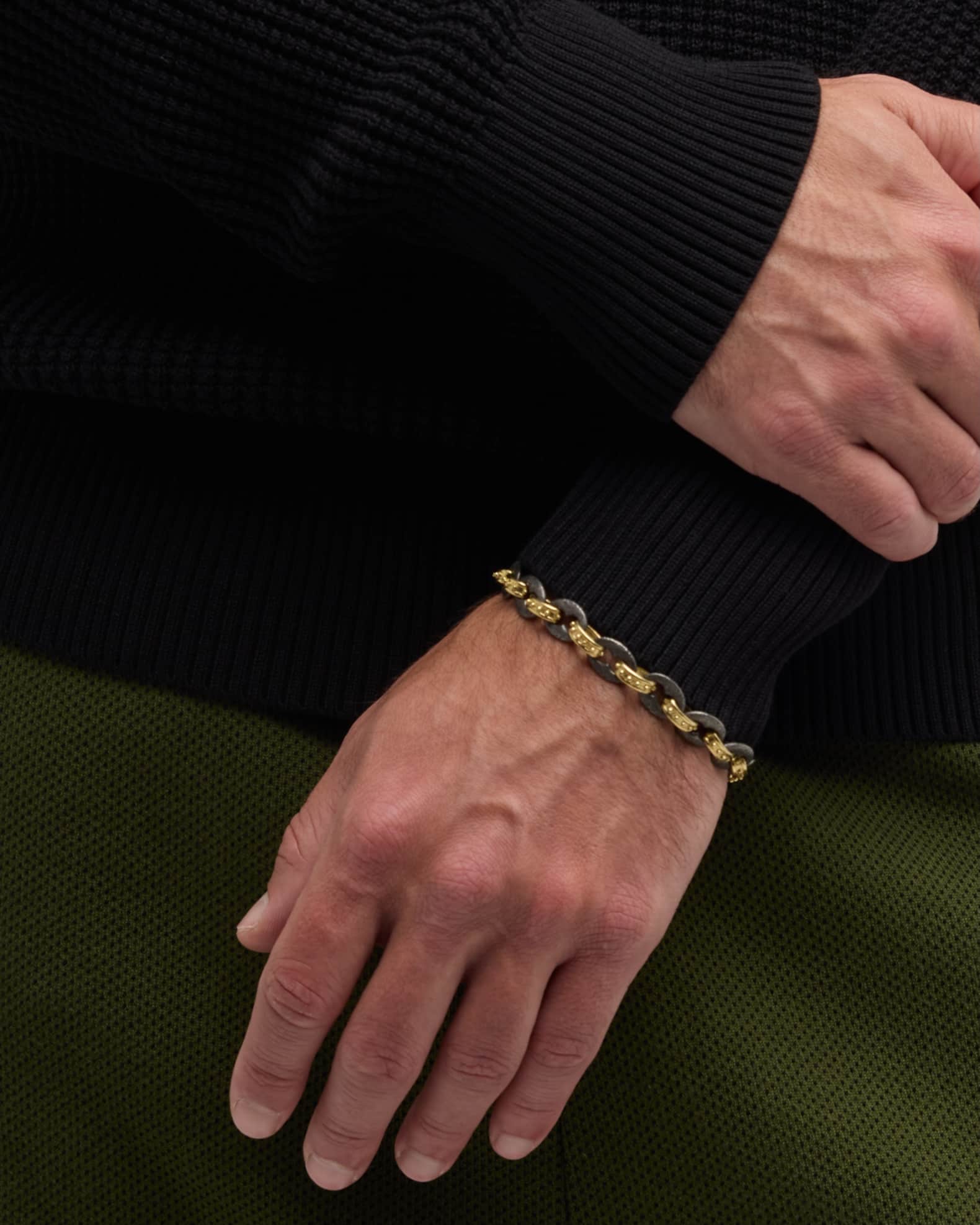 Armenta Men's 18K Romero Alternating-Link Bracelet, Medium | Neiman Marcus