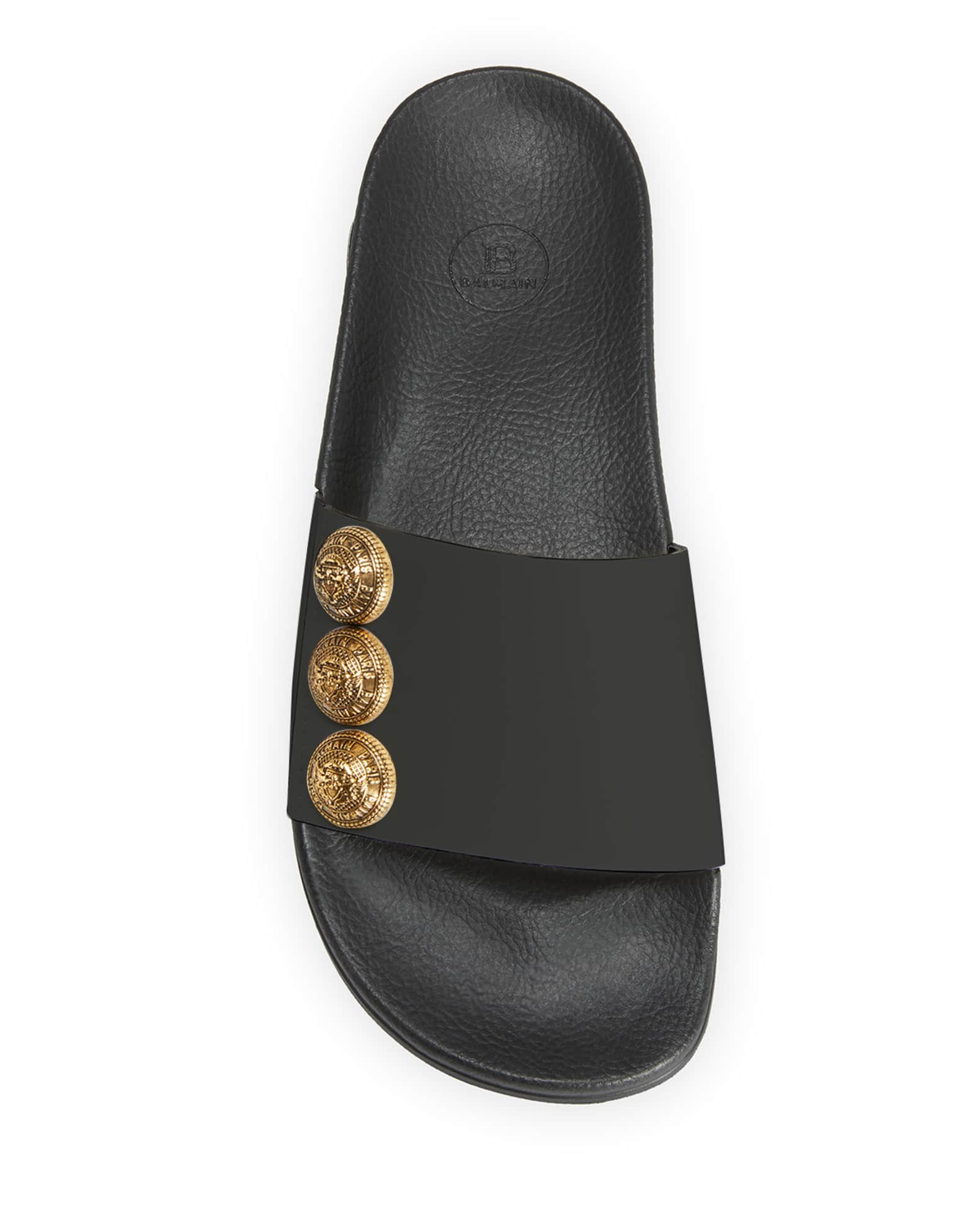 Balmain Symi Button Slide Sandals | Neiman Marcus