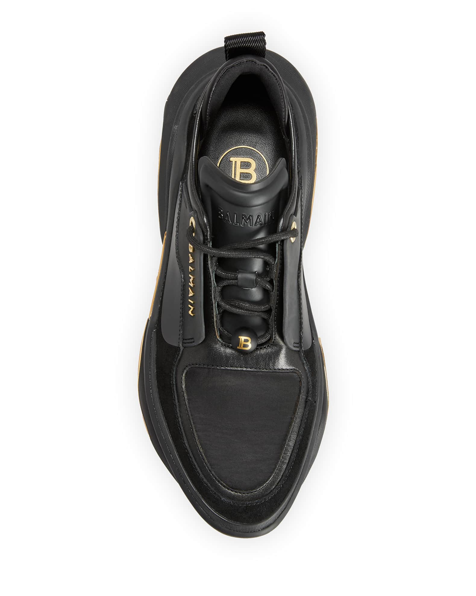 Balmain BBold Mixed Leather Fashion Sneakers | Neiman Marcus