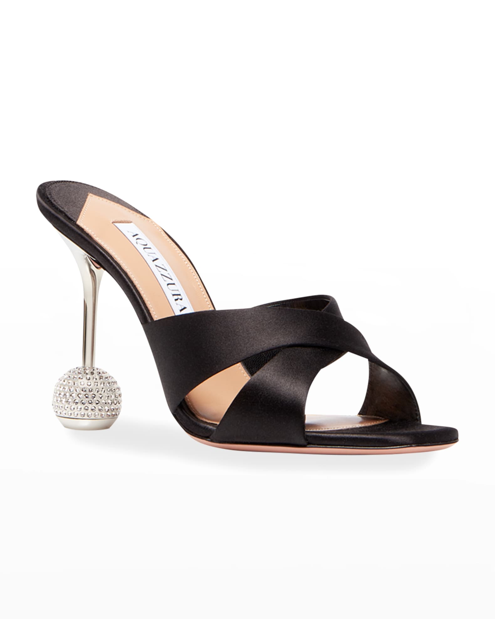 Aquazzura Yes Darling Crystal-Sphere Slide High-Heel Sandals | Neiman ...
