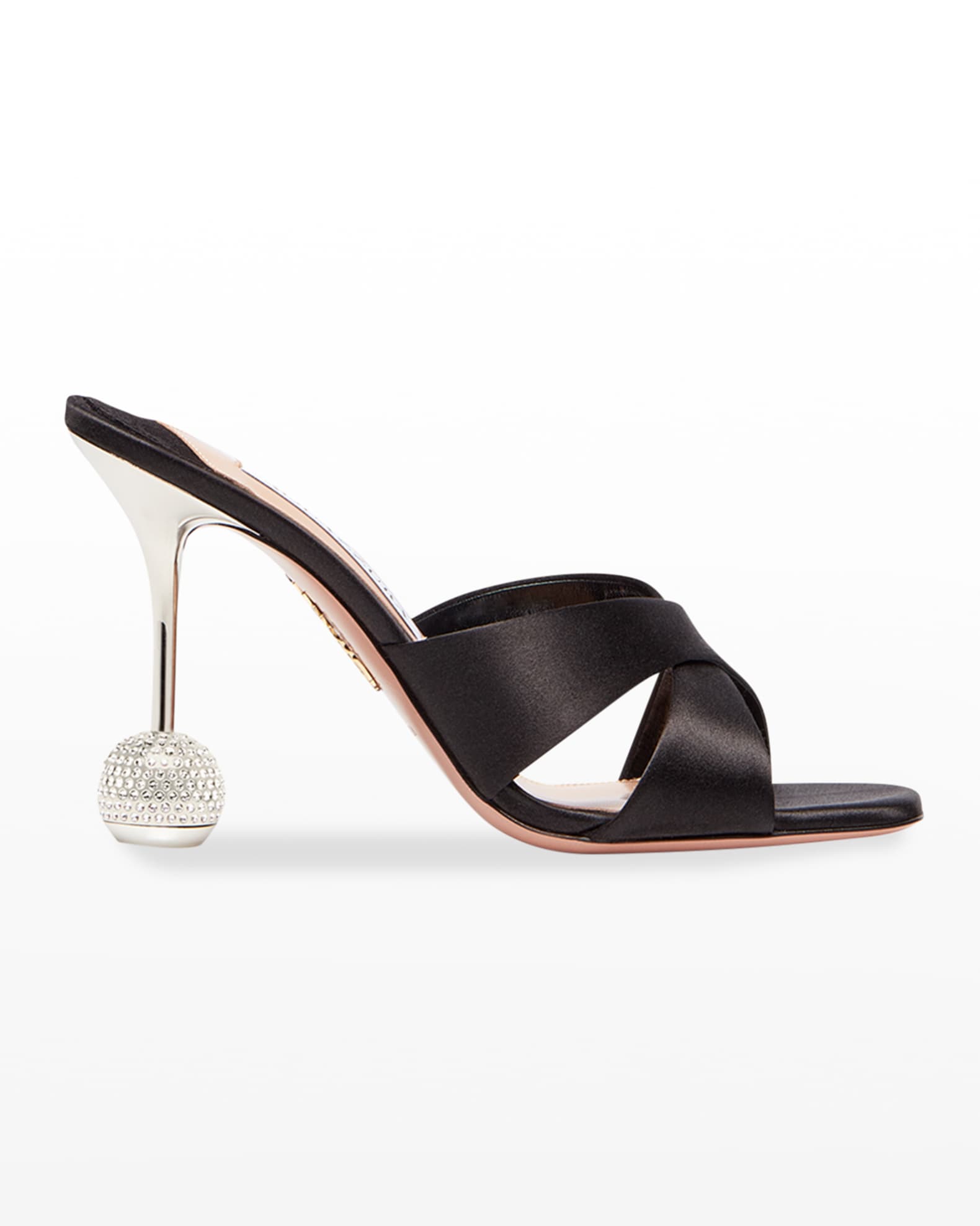 Aquazzura Yes Darling Crystal-Sphere Slide High-Heel Sandals | Neiman ...